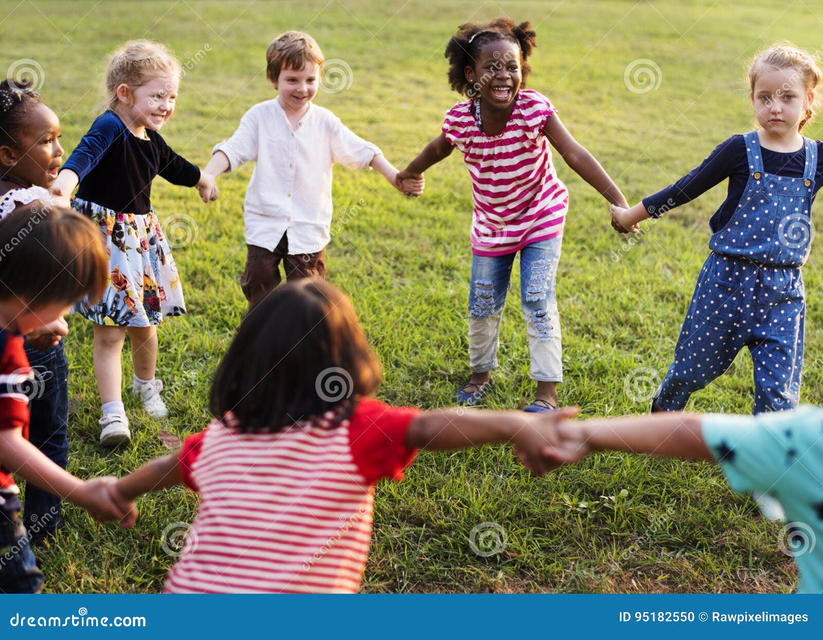 Diversity Group of Kids Holding Hands in Circle Stock Photo - Image of ...