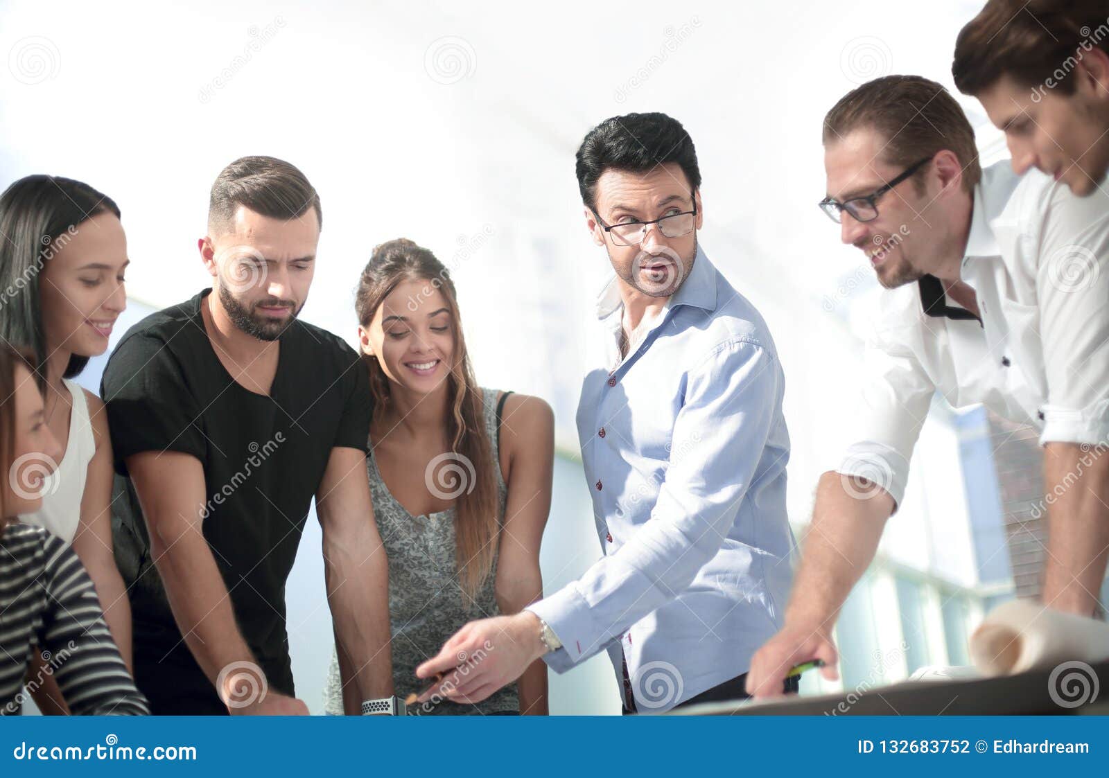 Diversity Group is Working Together on an Architectural Project Stock ...