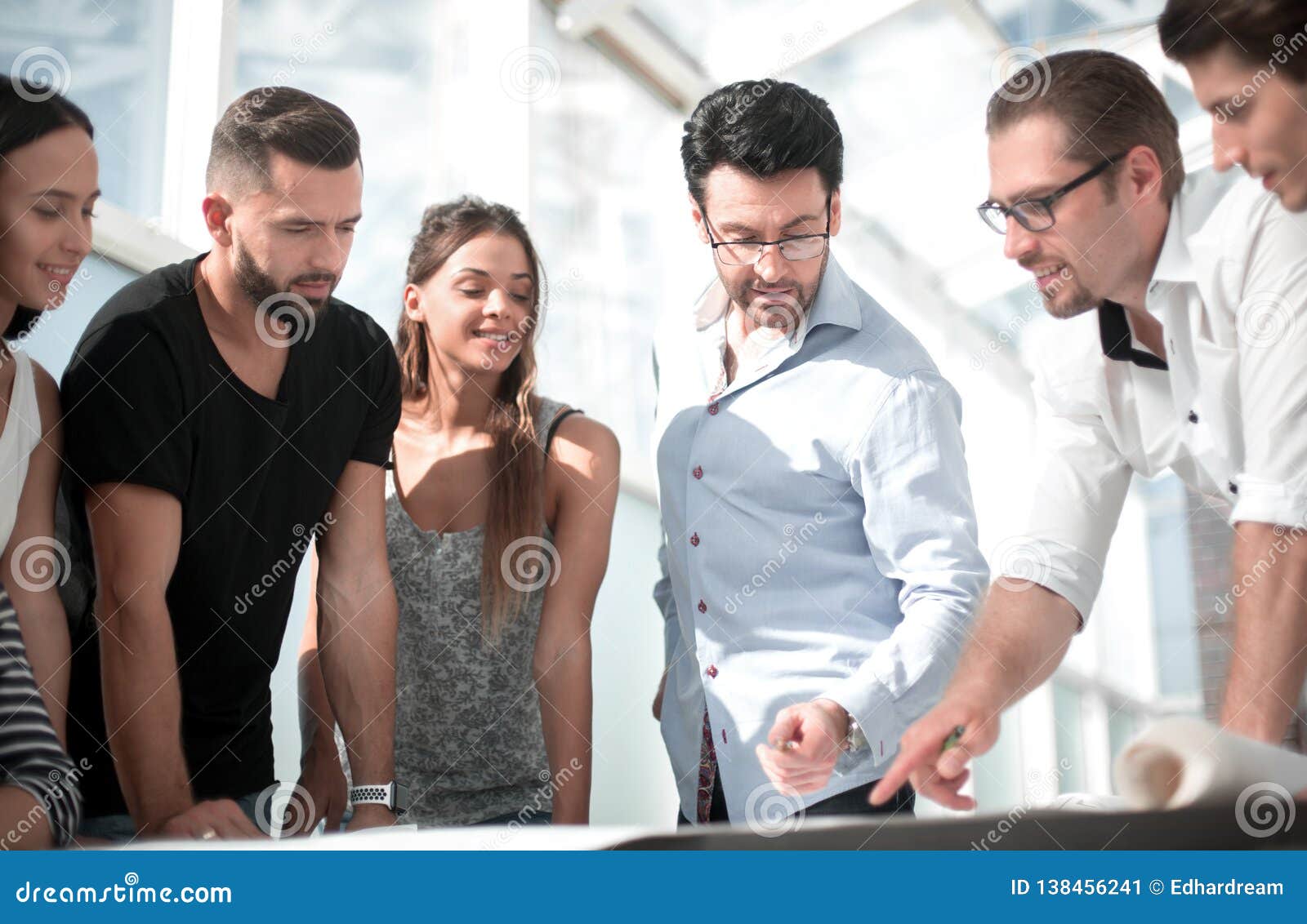 Diversity Group is Working Together on an Architectural Project Stock ...