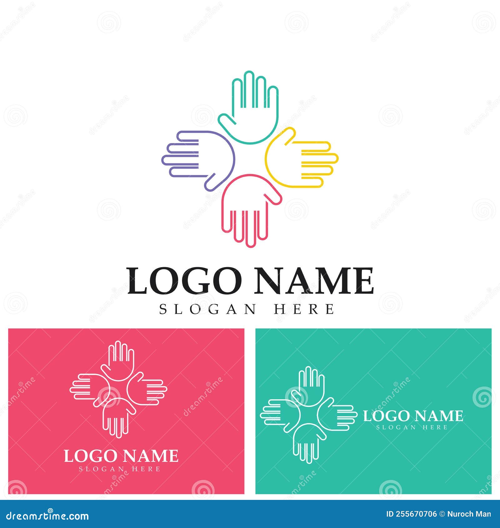 Diversity Hand-Team-Arbeit Hilfe Logo-Vektor-Symbol. Vektor Abbildung ...