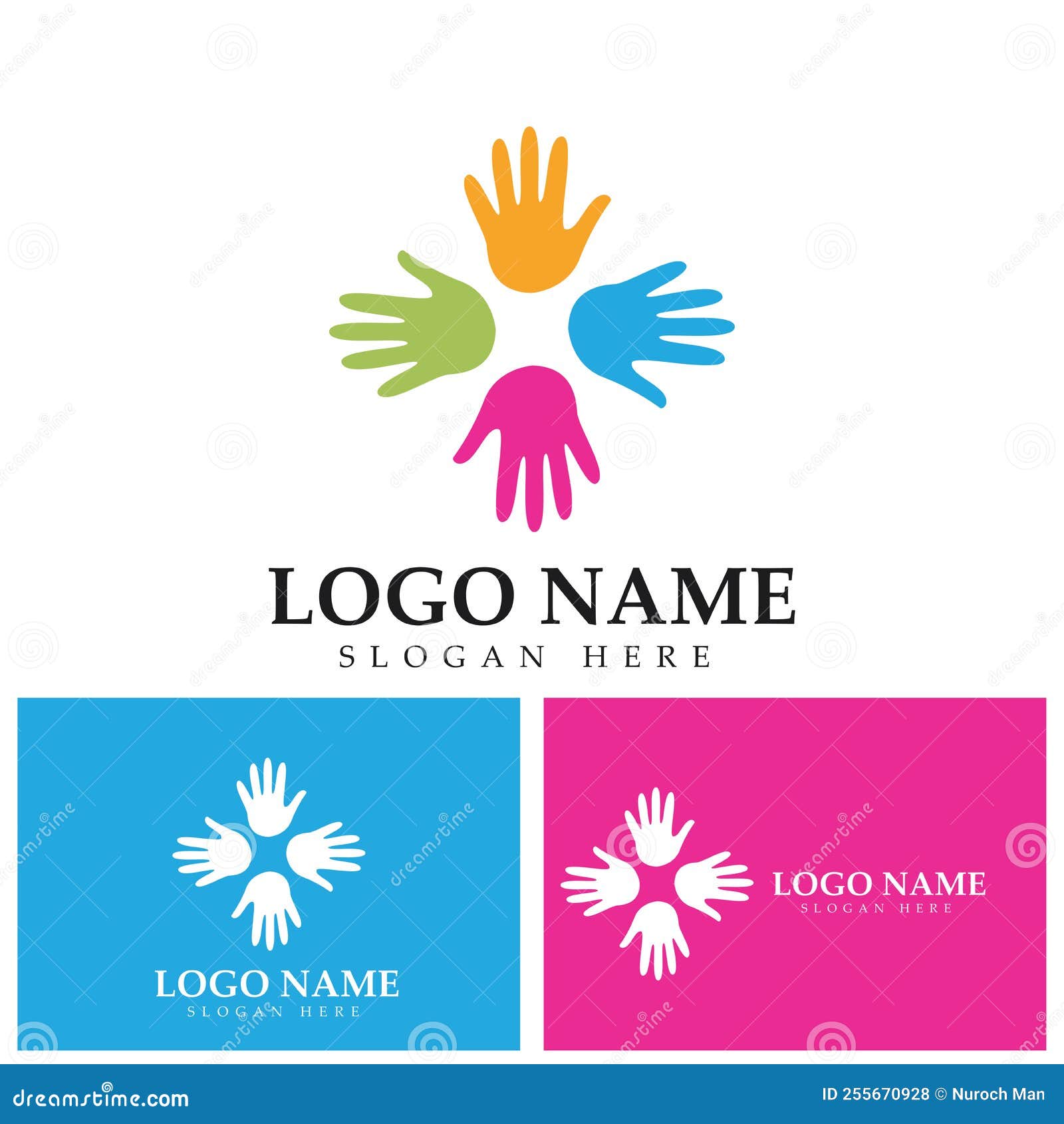 Diversity Hand Team Work Help Logo Vector Icon Illustration. Stock ...