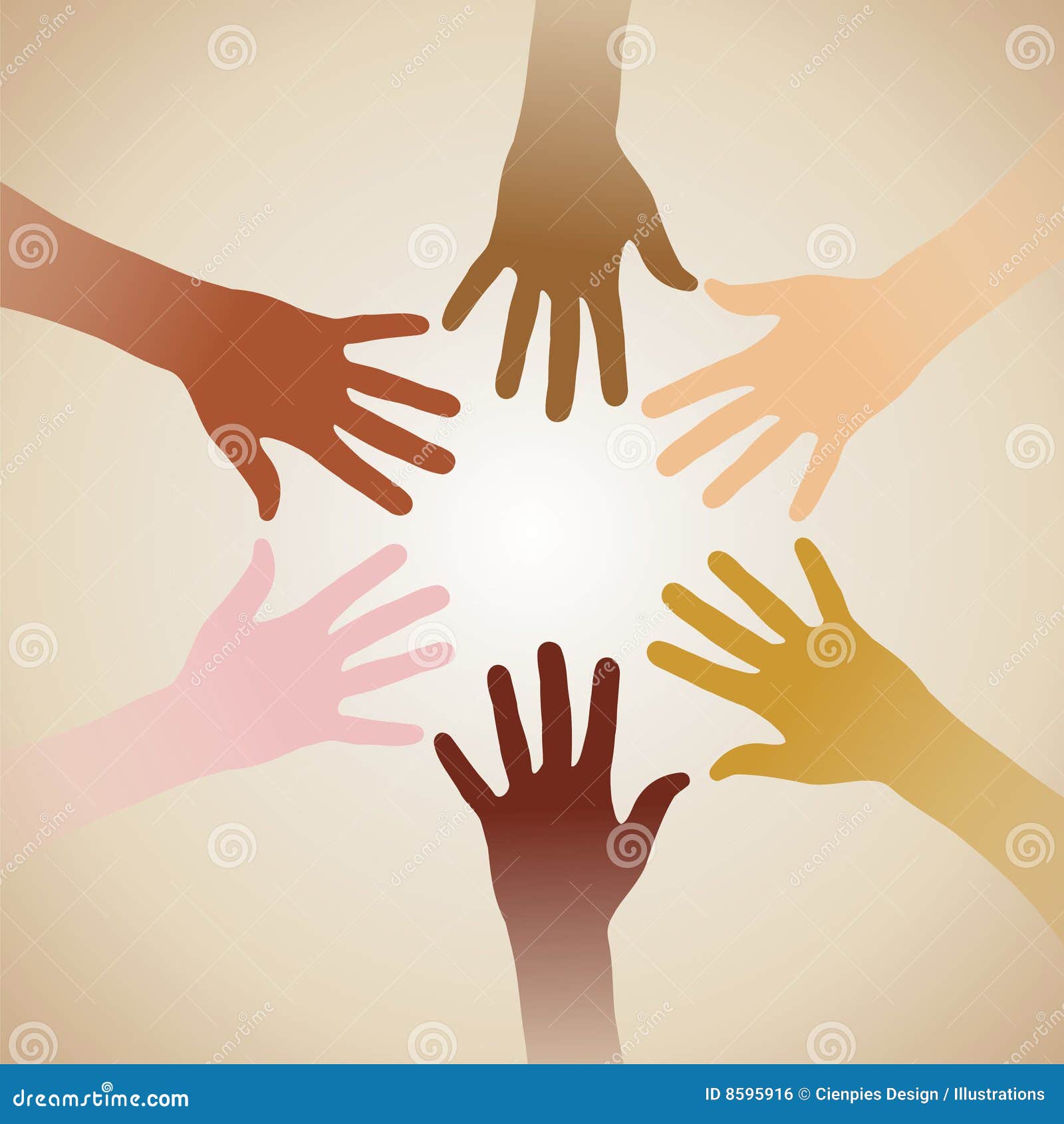 Diversity Of Hands Skin With Different Signs In Circle Vector Design ...