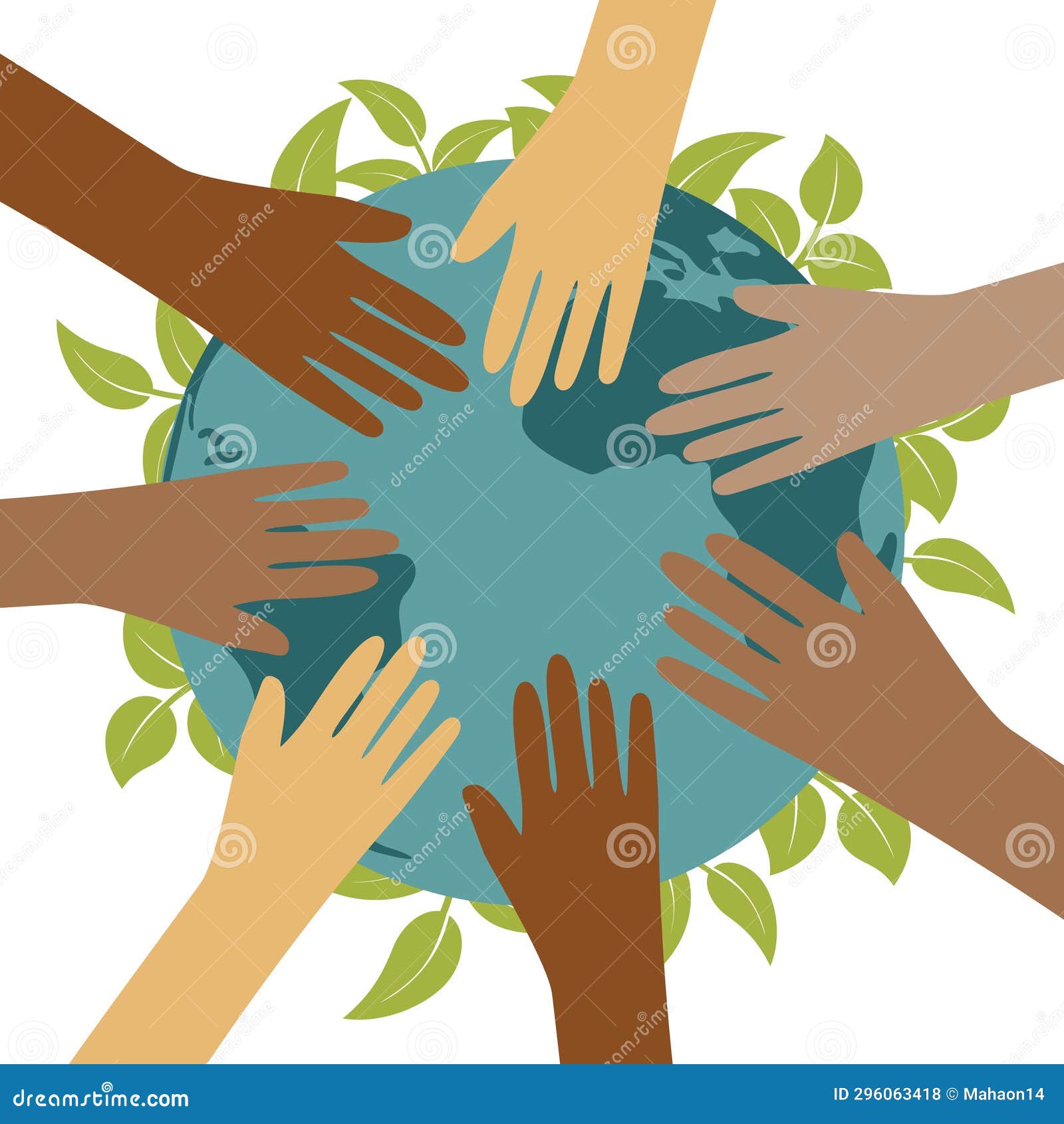 Diversity Human Hands Over the Earth Globe Stock Illustration ...