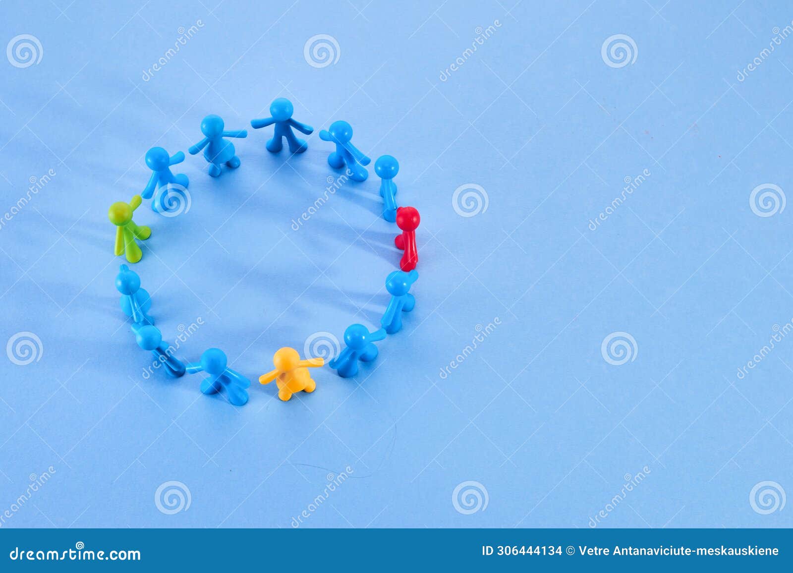 Diversity and Inclusion Concept. Colorful Figurines on Blue Background ...