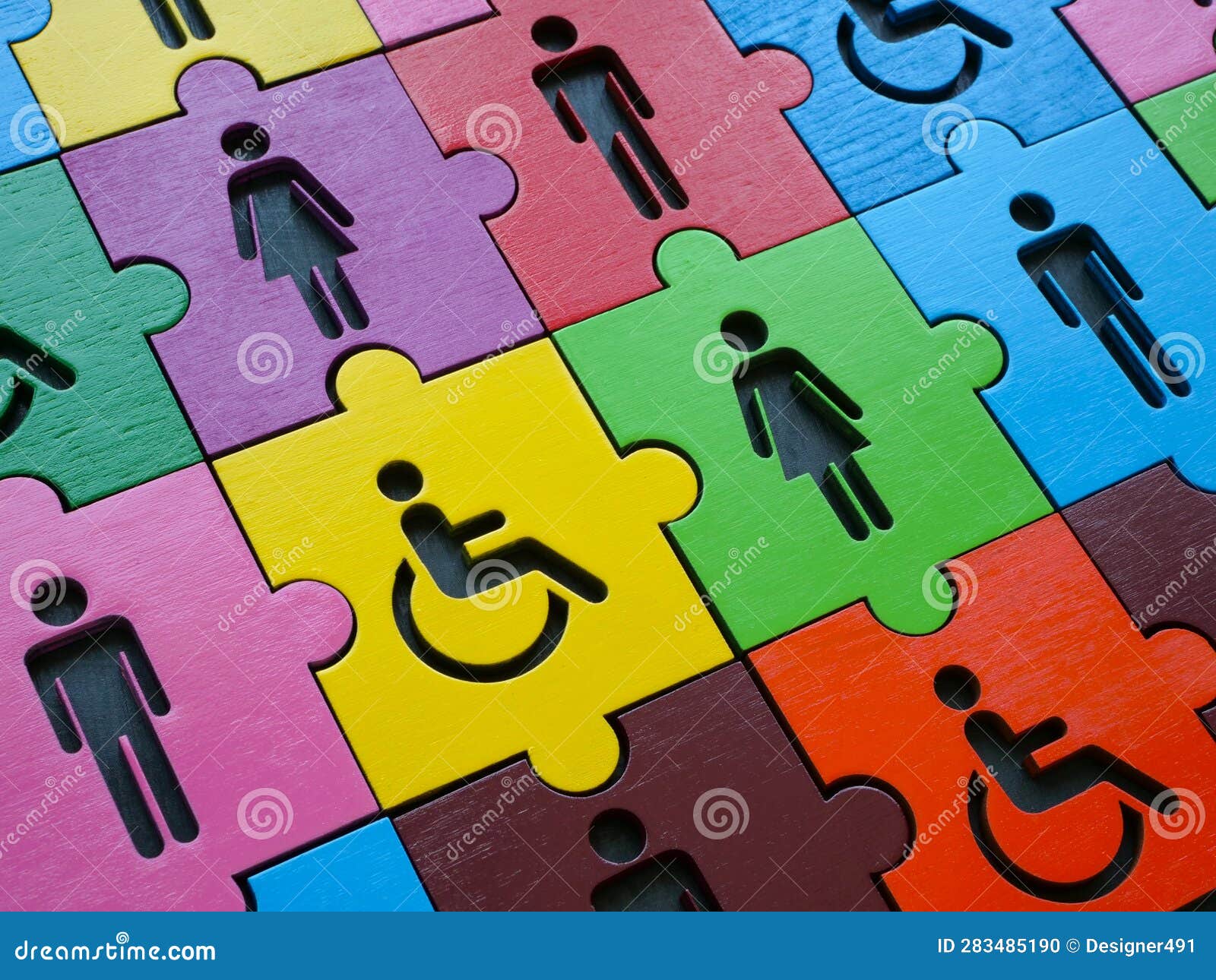 Diversity and Inclusion. Multi-colored Puzzle with Figures of People ...