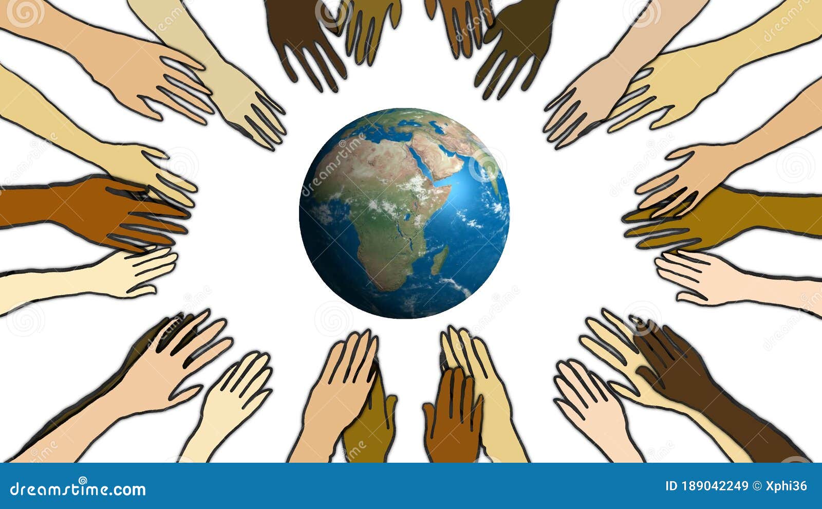 Diversity Interconnection Hands Around Earth, Ecology Concept. White ...