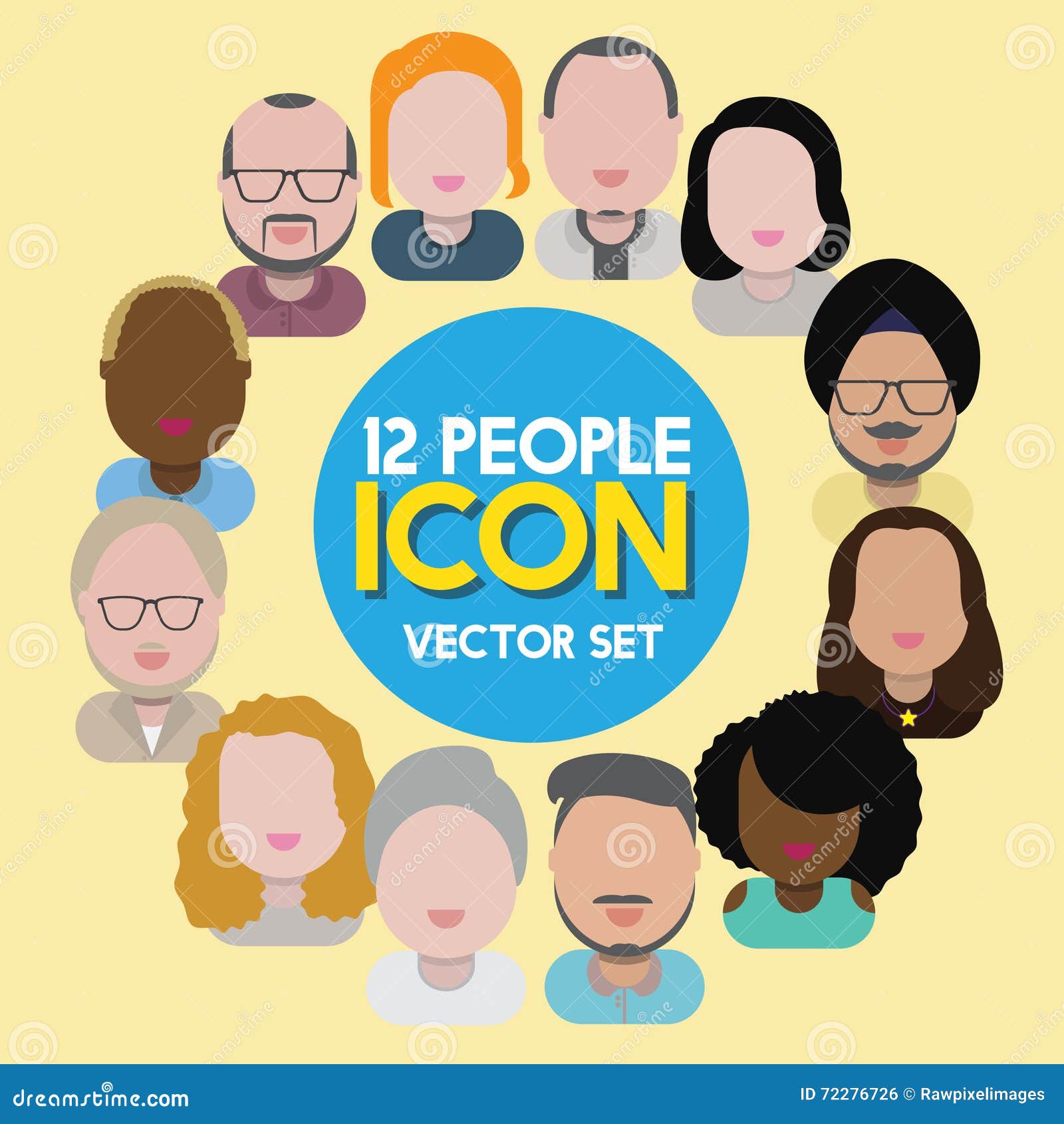 Diversity Interracial Community People Flat Design Icons Concept Stock ...