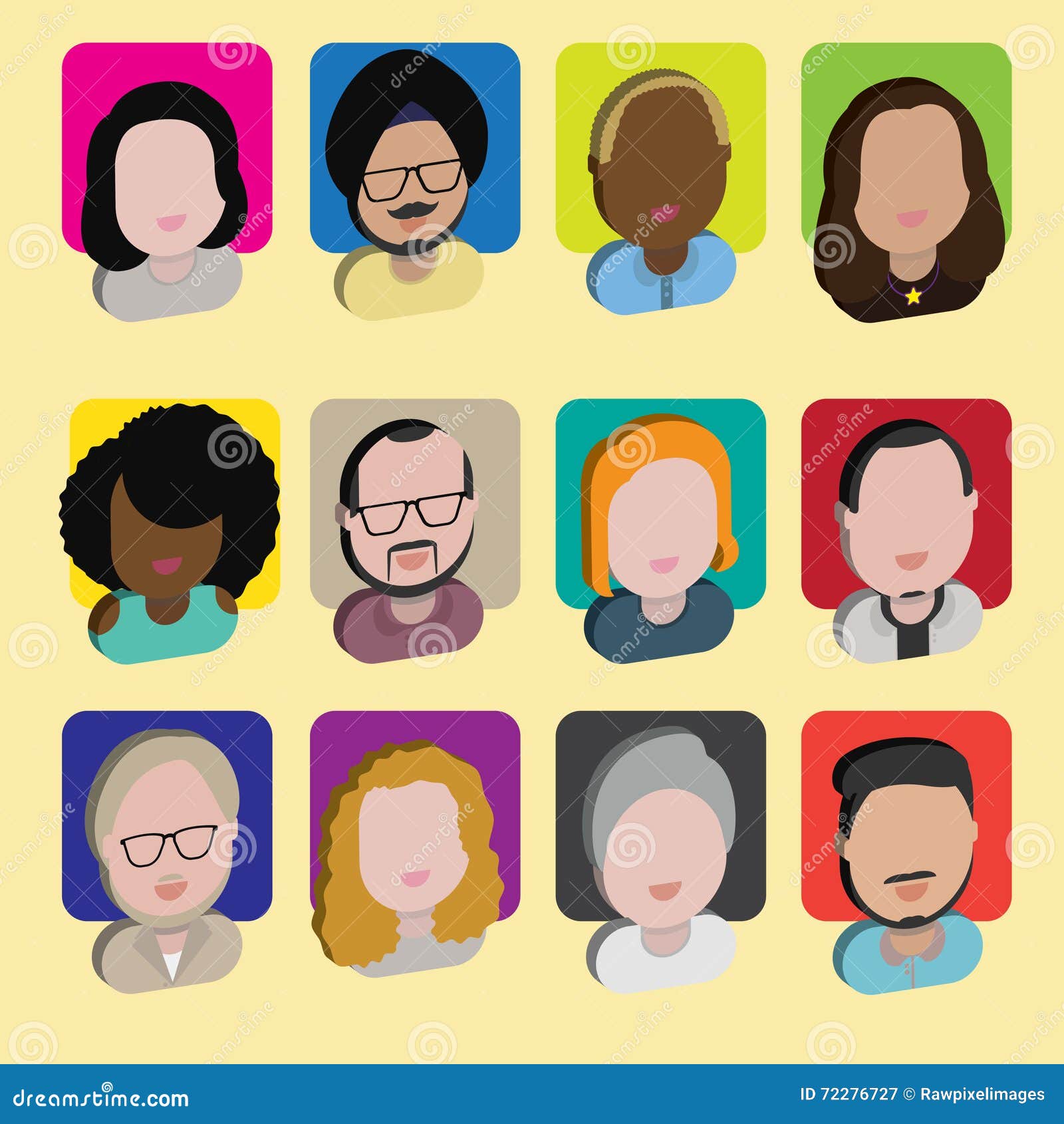 Diversity Interracial Community People Flat Design Icons Concept Stock ...