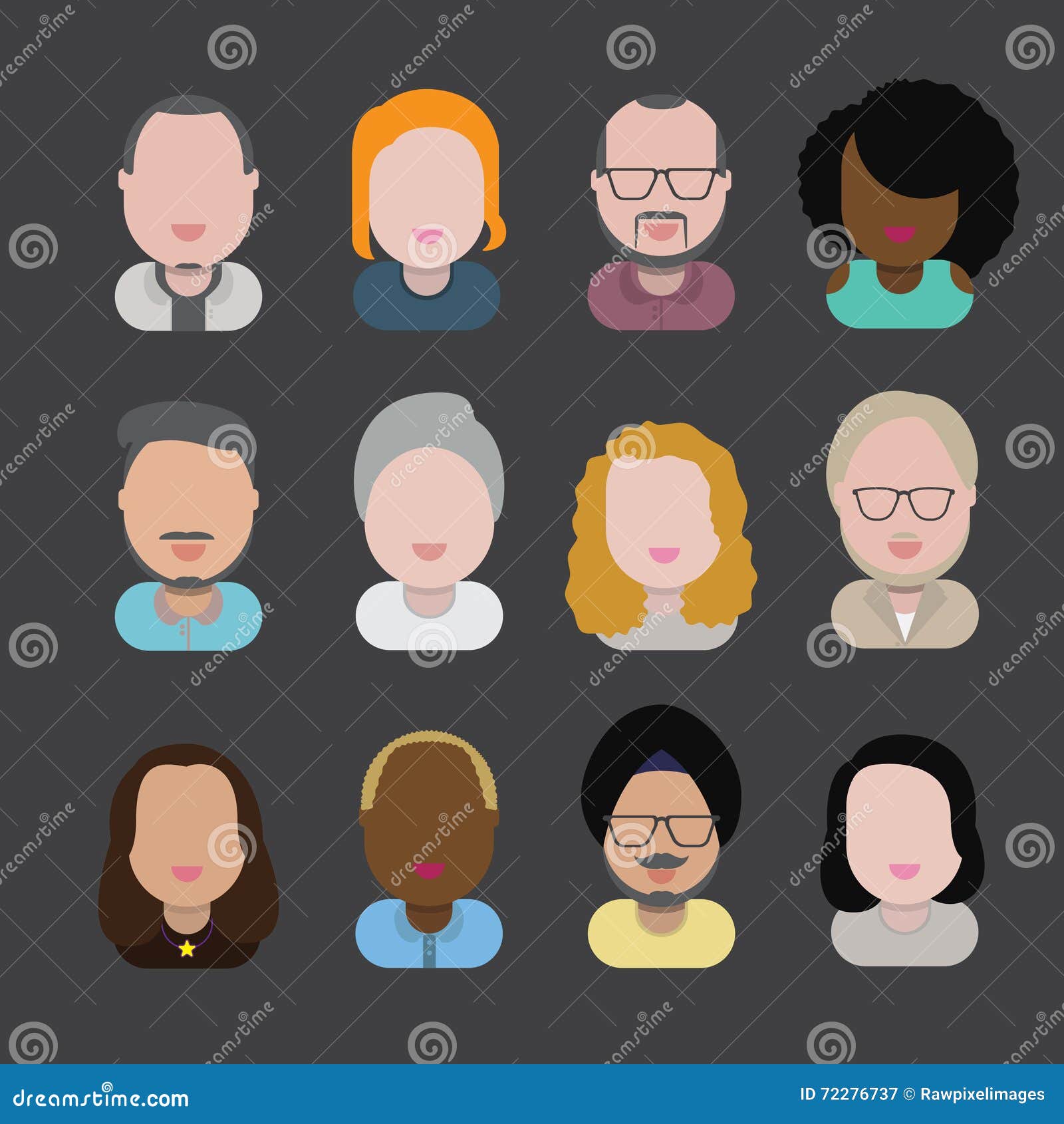 Diversity Interracial Community People Flat Design Icons Concept Stock ...