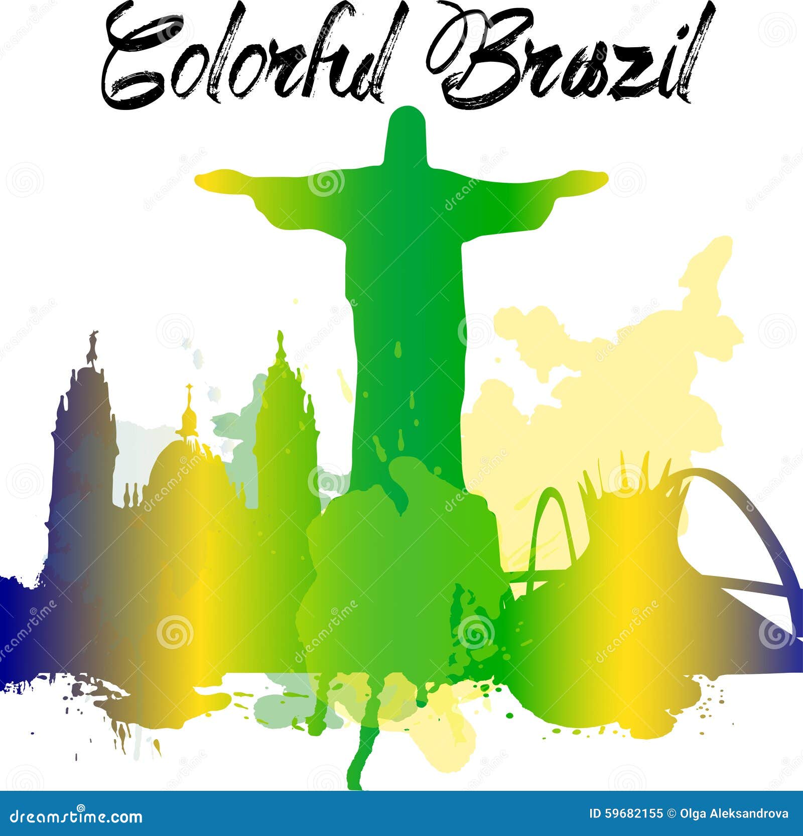 Diversity Monuments Of Brazil, Famous Skyline Colors Transparency ...