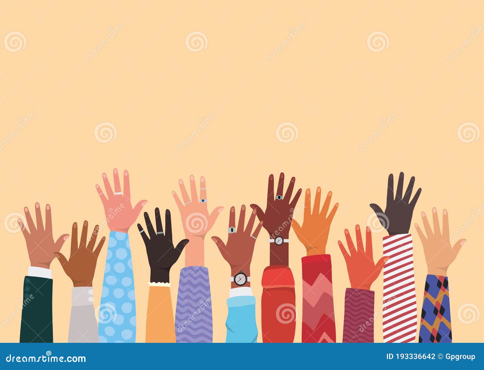 Diversity of Open Hands Up Vector Design Stock Vector - Illustration of ...
