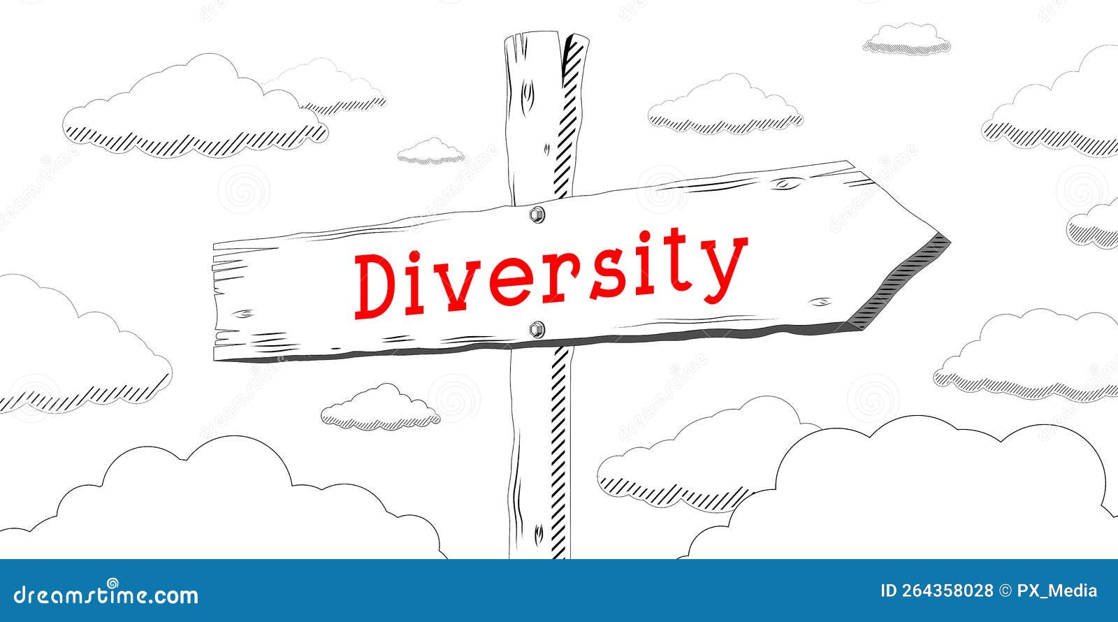Diversity - Outline Signpost with One Arrow Stock Illustration ...