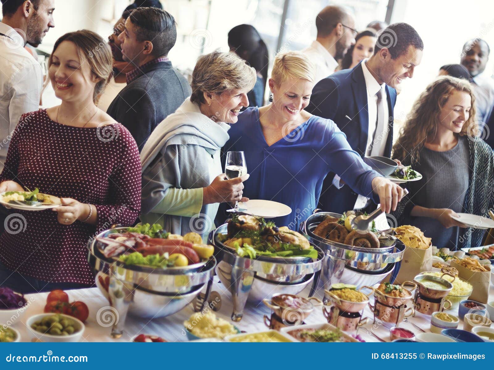Diversity People Enjoy Buffet Party Concept Stock Image - Image of food ...