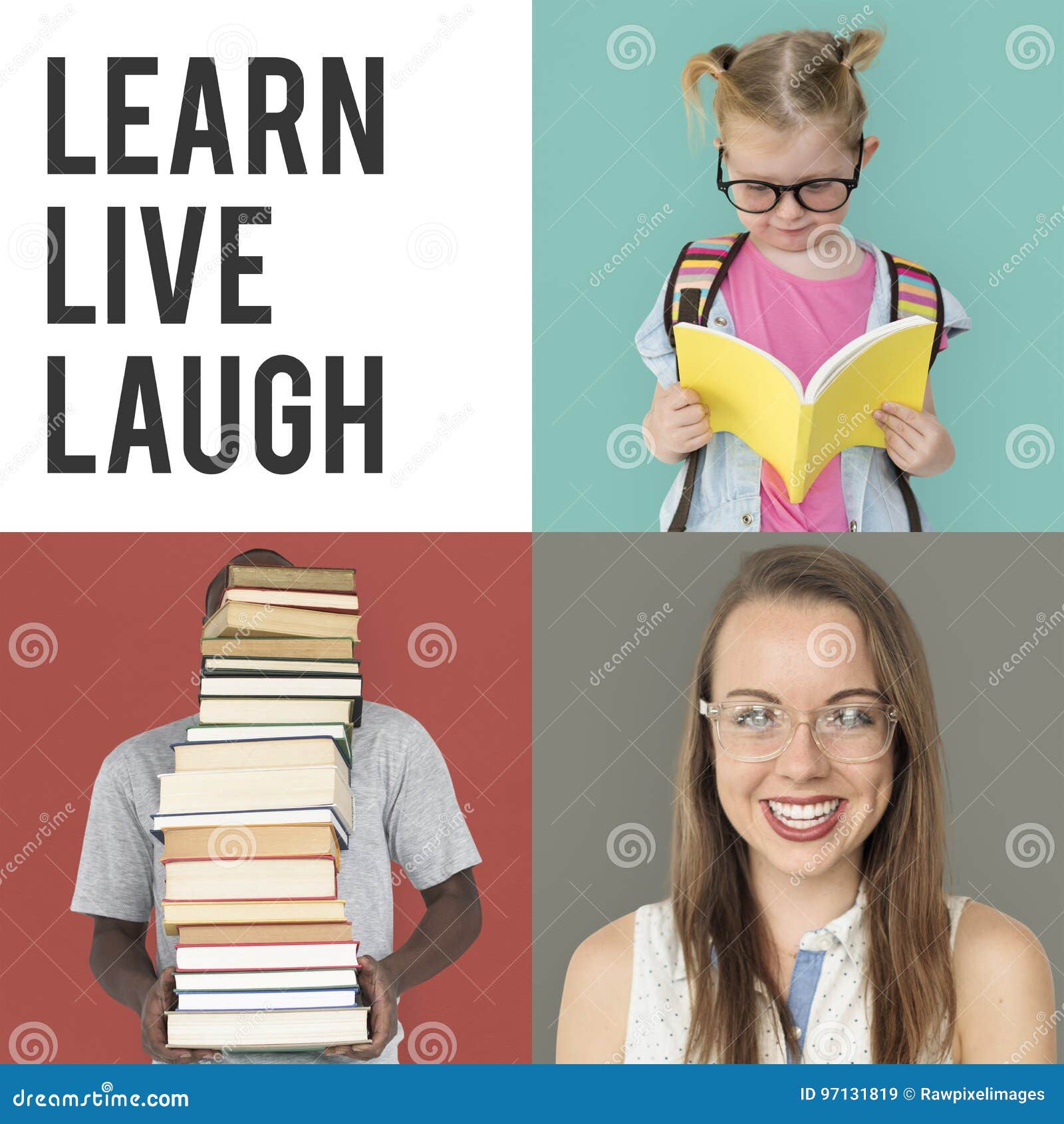 Diversity Set of People Learning Study Knowledge Collage Stock Image ...