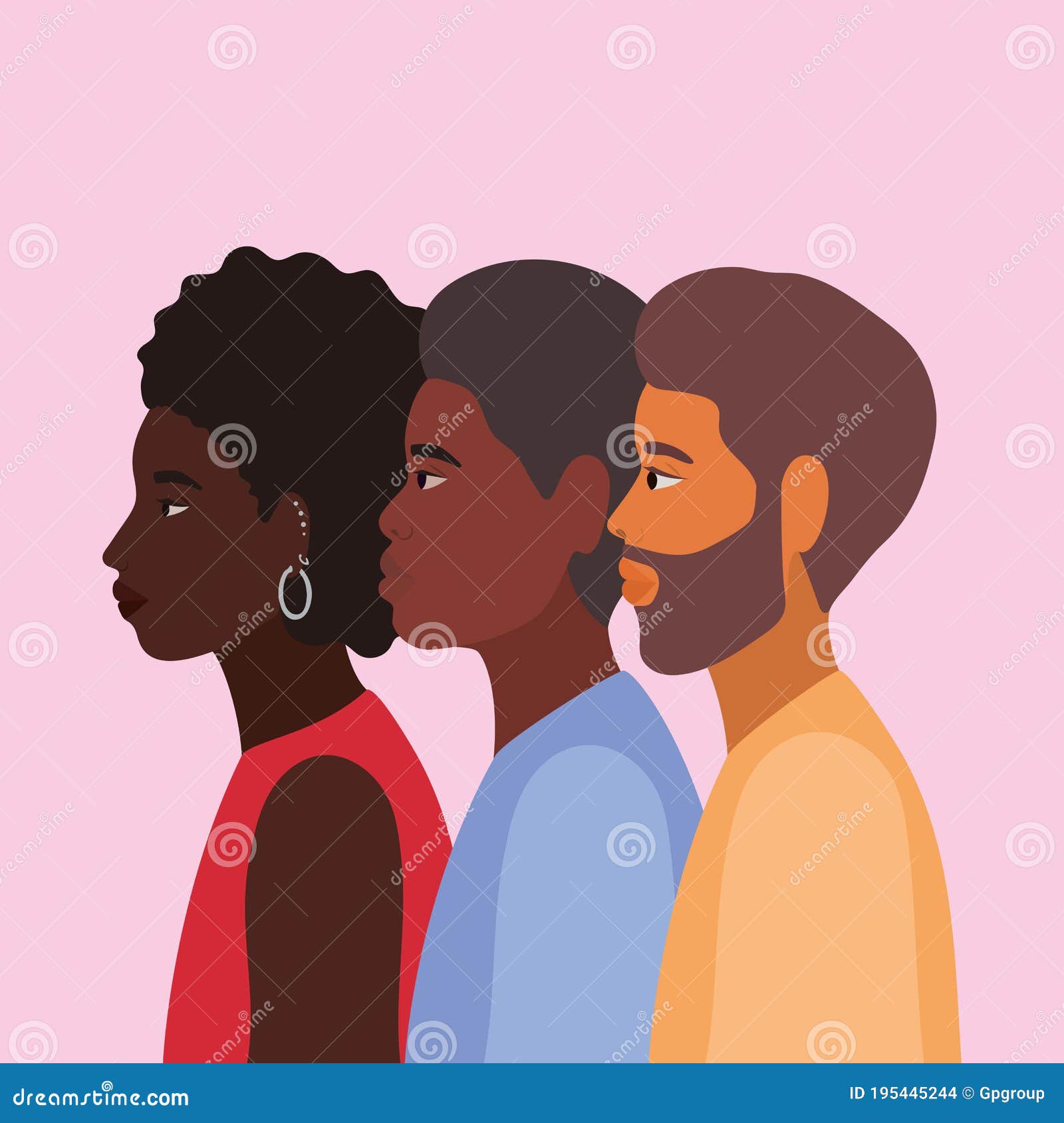 Diversity Skins Of Woman And Men Cartoons Vector Design Stock Vector