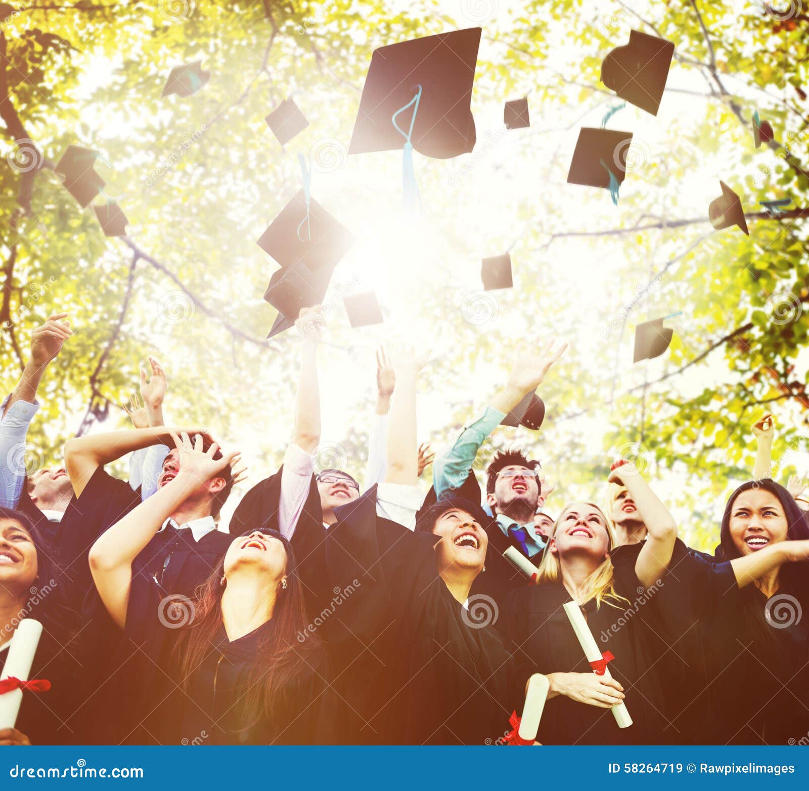 Diversity Students Graduation Success Celebration Concept Stock Image ...