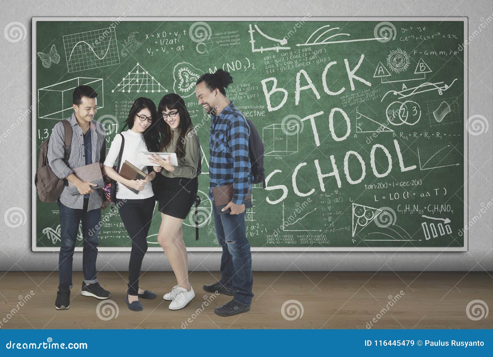 Diversity Students with Scribbles on the Chalkboard Stock Image - Image ...