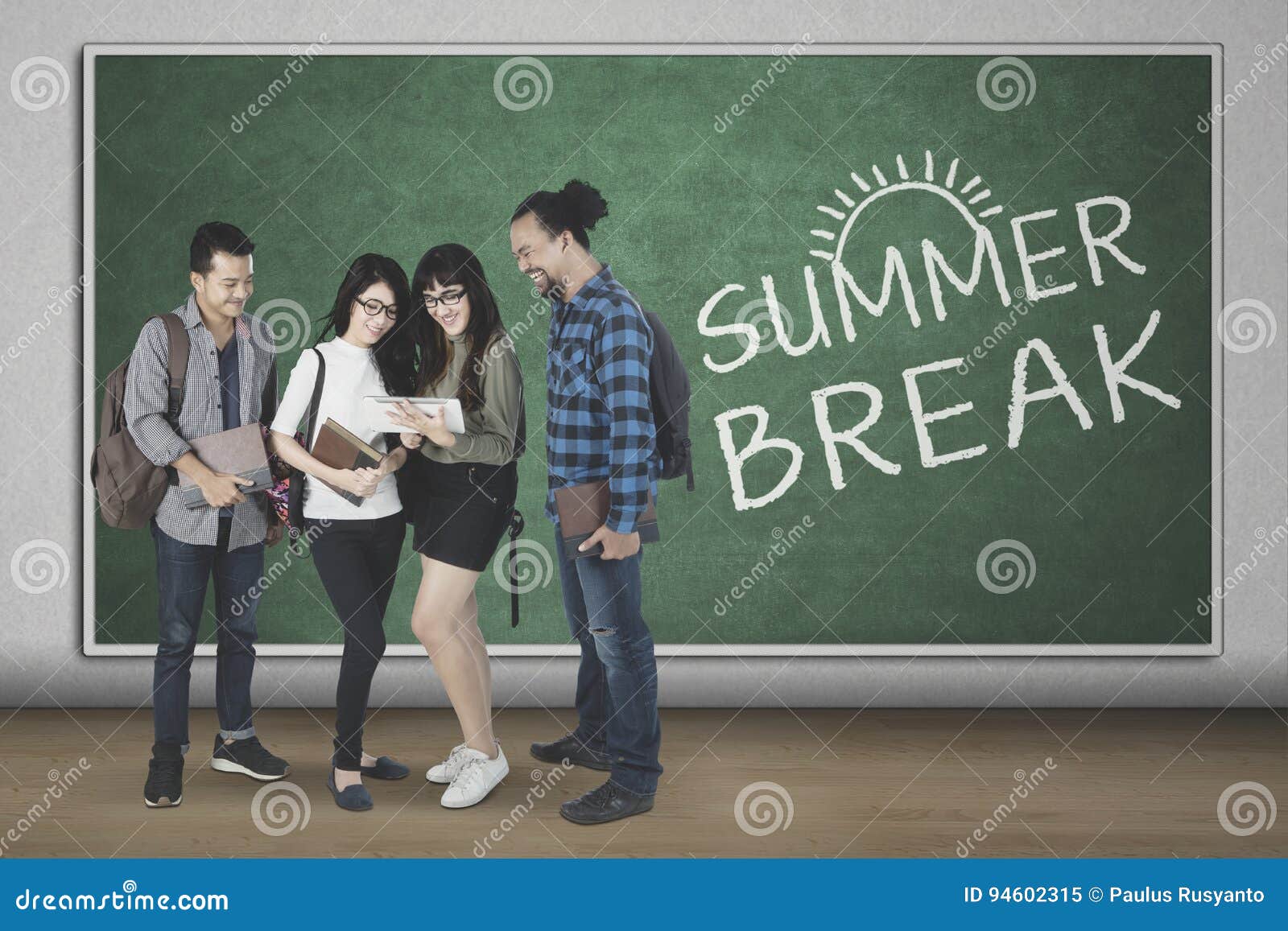 Diversity Students with Text of Summer Break Stock Image - Image of ...