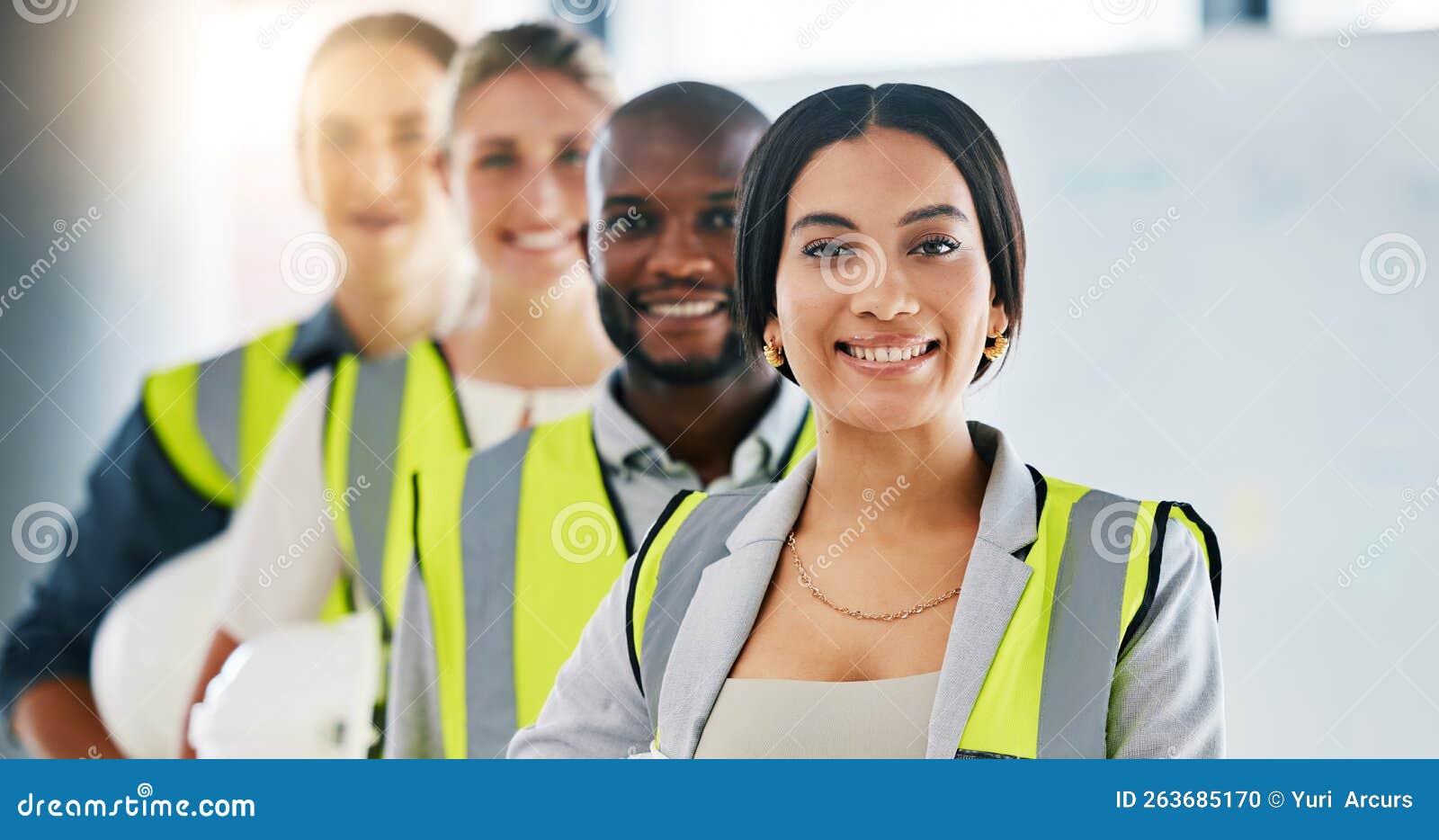 Diversity, Team and Portrait of Engineering Employees Standing in an ...