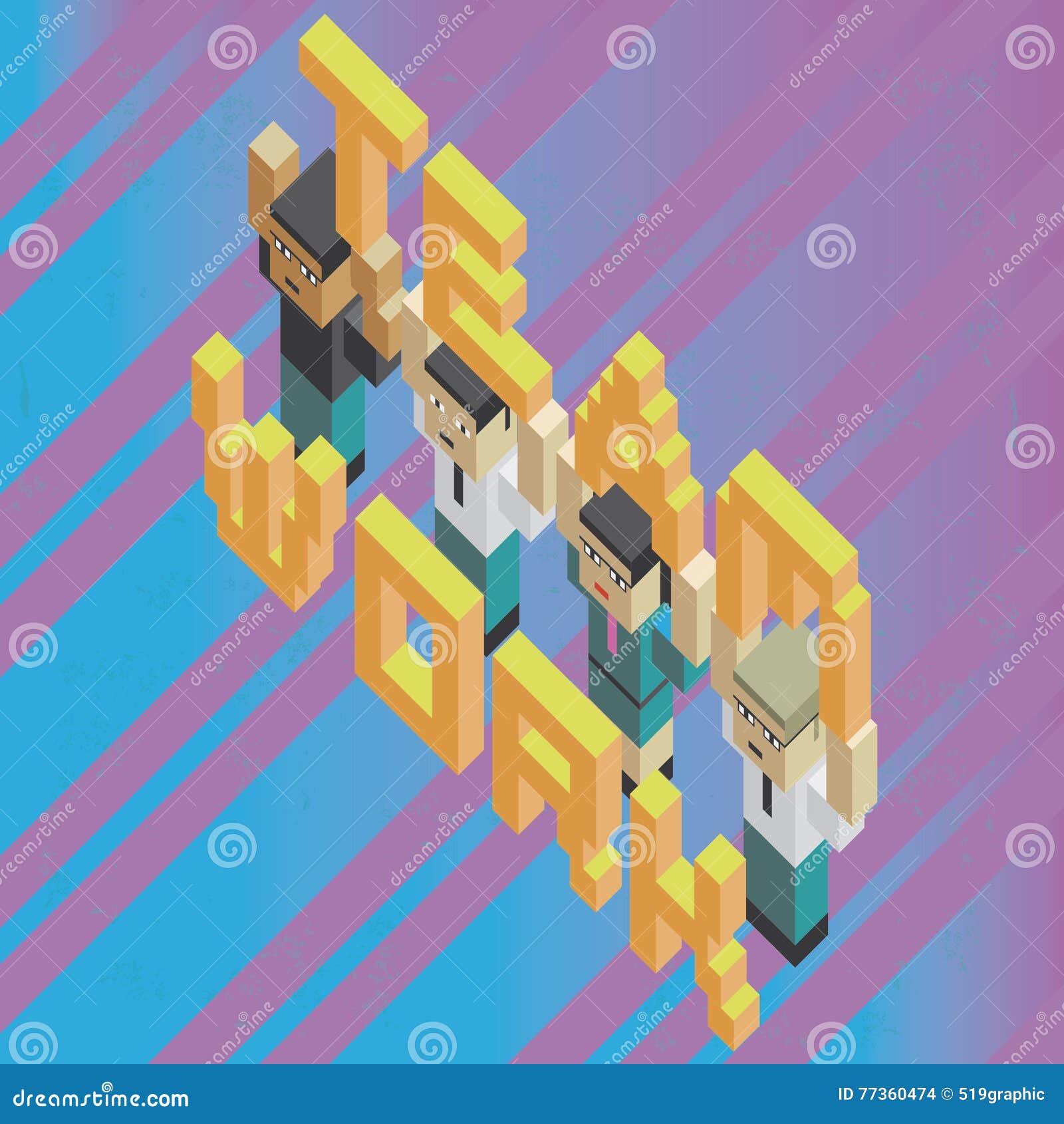 Diversity Teamwork Holding a Text Stock Vector - Illustration of multi ...