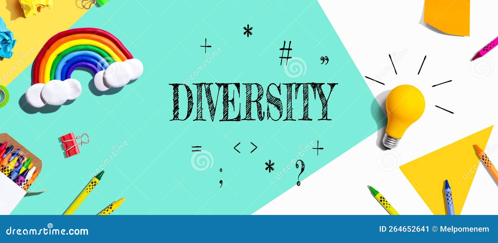 Diversity Theme with School Supplies - Flat Lay Stock Image - Image of ...