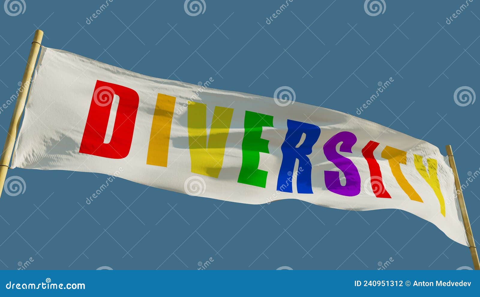 Diversity Transparent Flag on Blue Sky Backdrop, Isolated - Object 3D ...