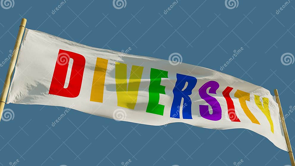 Diversity Transparent Flag on Blue Sky Backdrop, Isolated - Object 3D ...