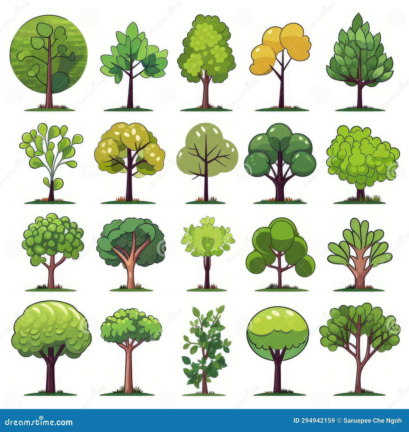 Diversity of Trees Set on White, Tree Clip Art Collection. AI ...