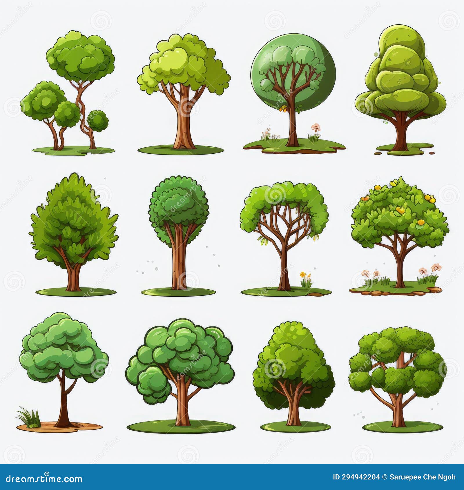 Diversity of Trees Set on White, Tree Clip Art Collection. AI ...