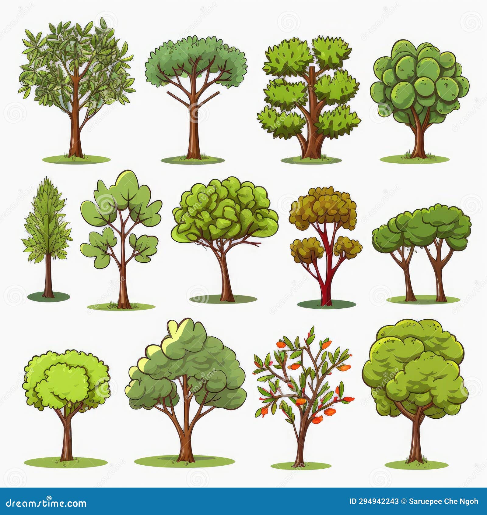 Diversity of Trees Set on White, Tree Clip Art Collection. AI ...