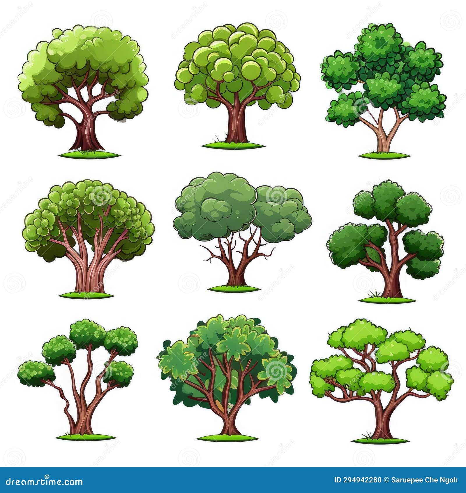 Diversity of Trees Set on White, Tree Clip Art Collection. AI ...