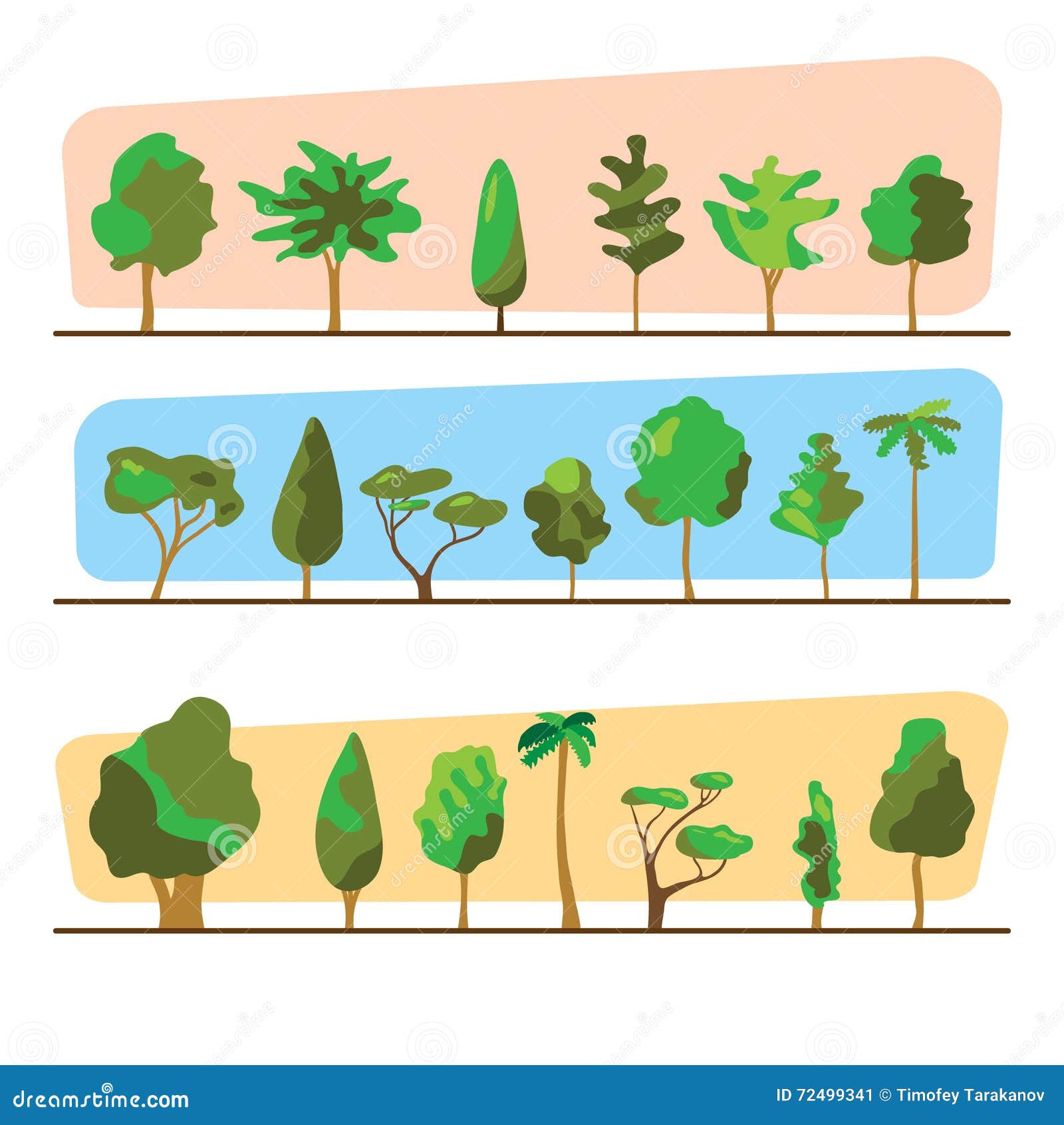 Diversity of Trees Set on White Stock Vector - Illustration of outdoor ...