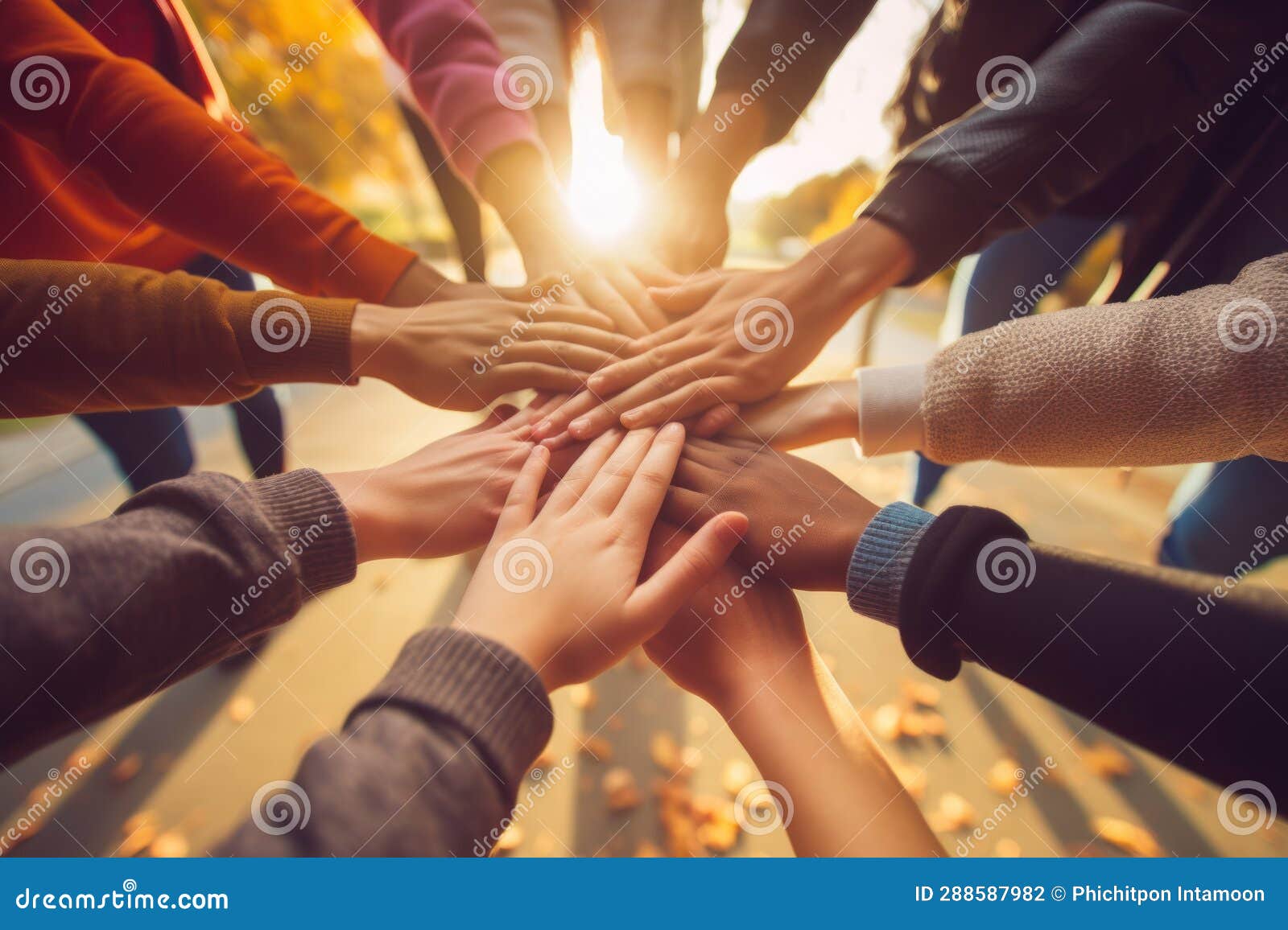 Diversity and Unity Group of Multicultural People Holding Hands in a ...