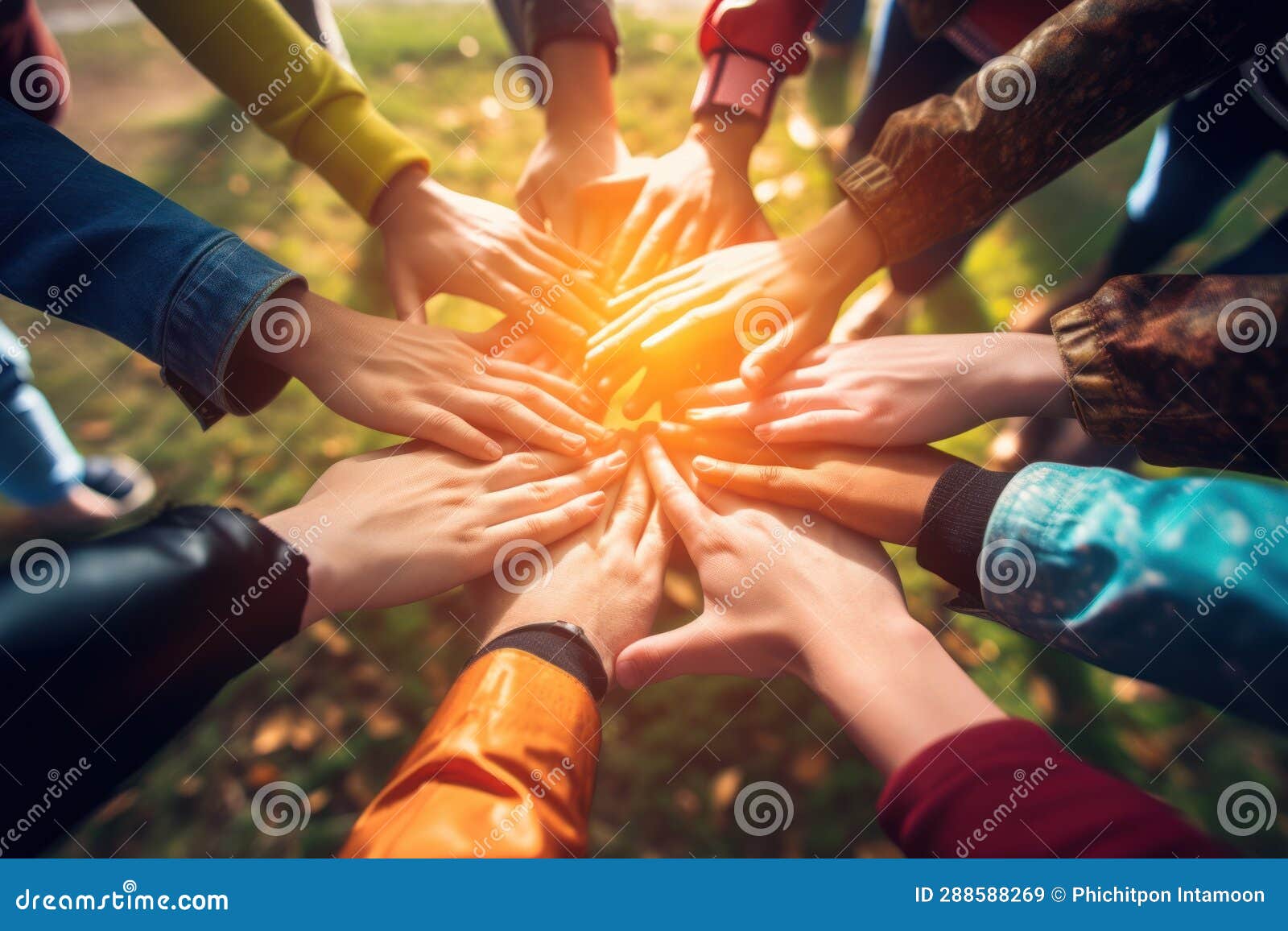 Diversity and Unity Group of Multicultural People Holding Hands in a ...