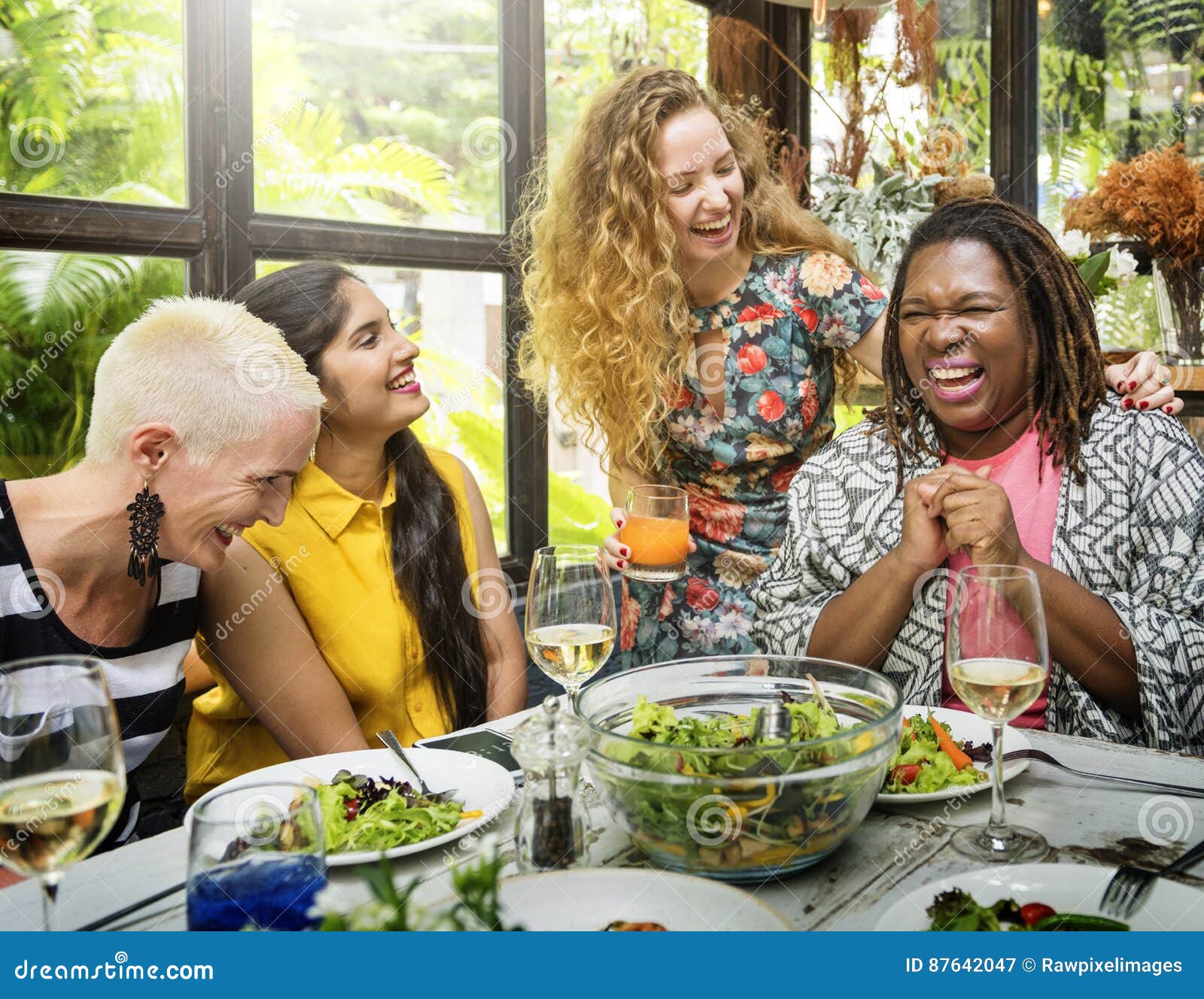 Diversity Women Group Hanging Eating Together Concept Stock Image ...