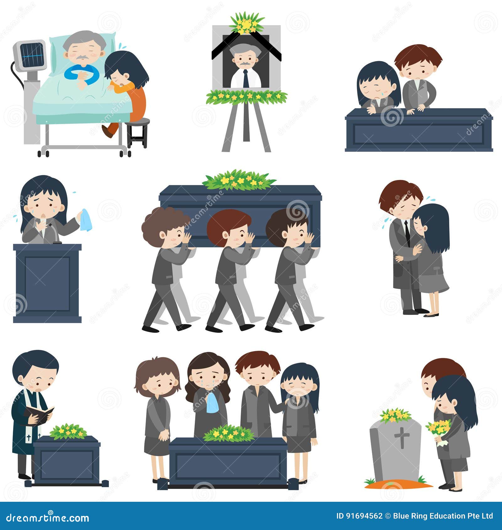 Diversos Eventos En El Entierro Ilustración del Vector - Ilustración de ...