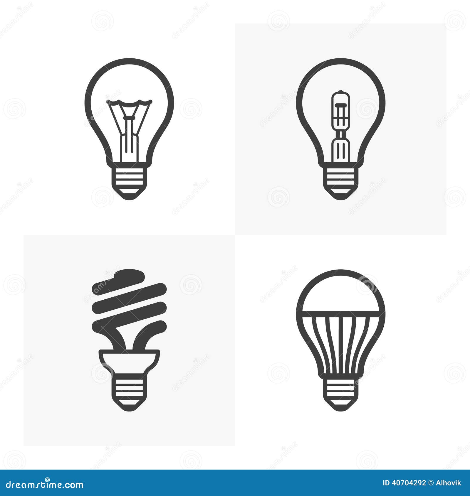 Diversos Iconos De La Bombilla Ilustración del Vector - Ilustración de ...