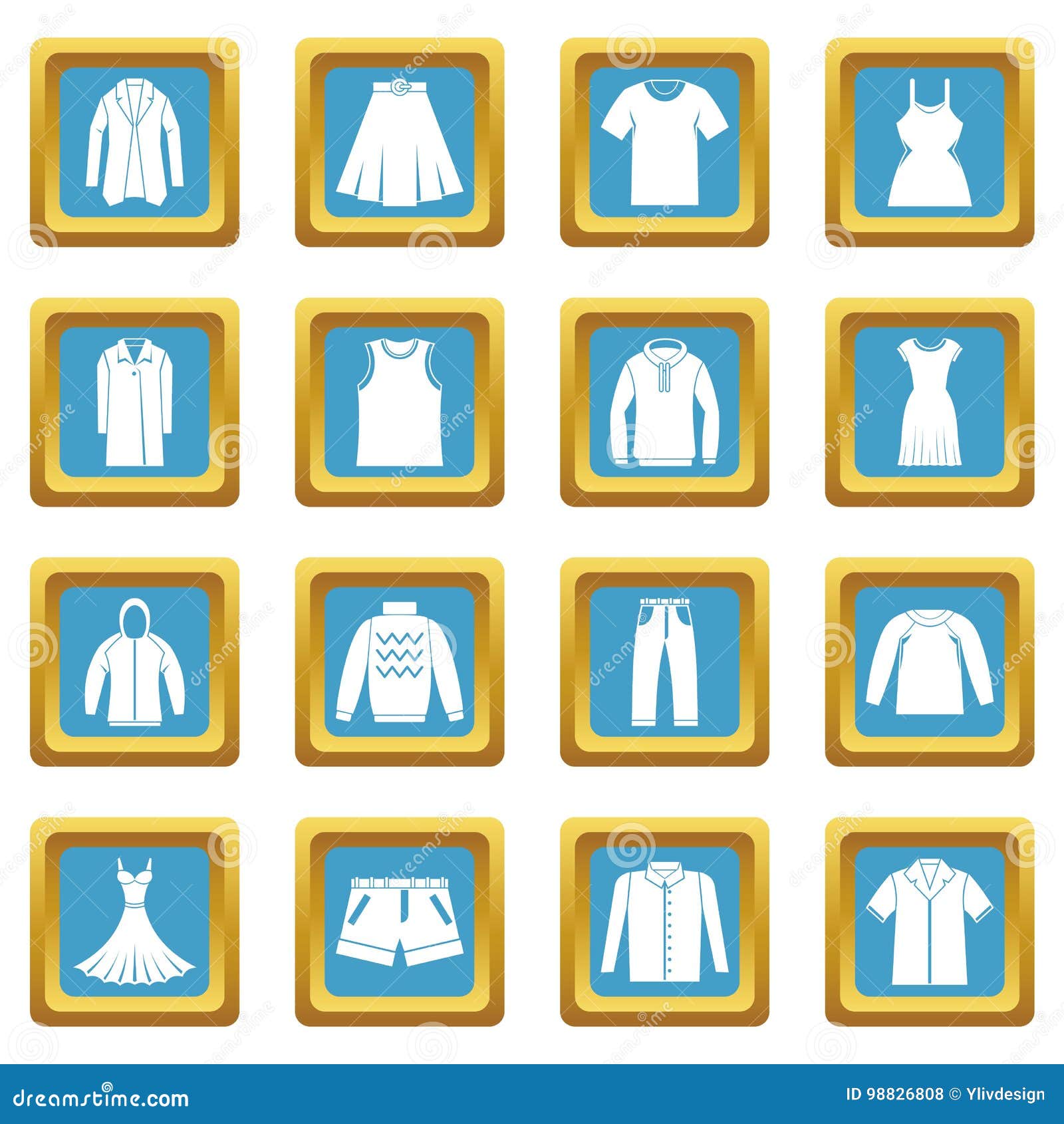 Diversos Iconos De La Ropa Azules Ilustración del Vector - Ilustración ...