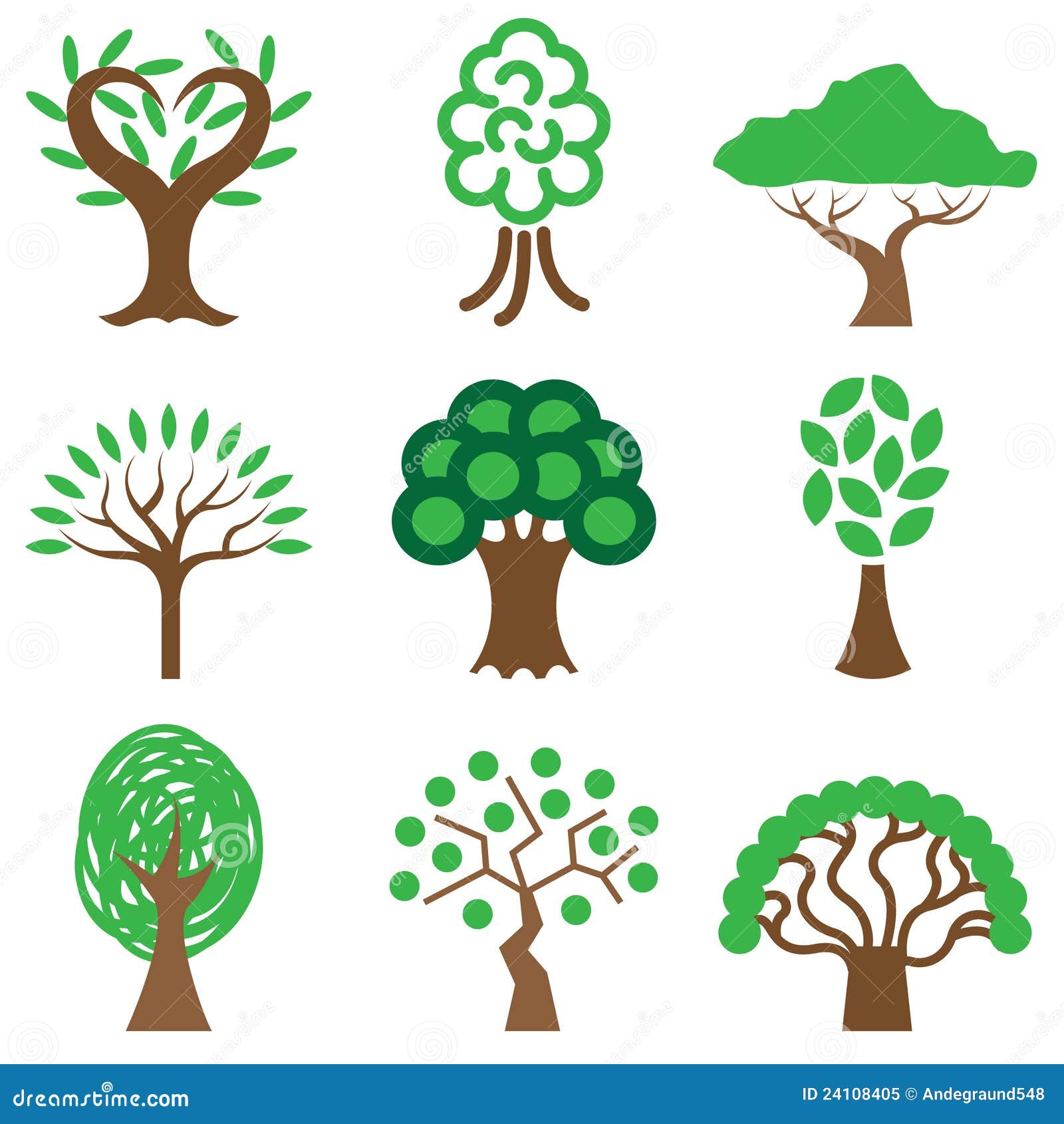 Diversos Iconos De Los árboles Ilustración del Vector - Ilustración de ...