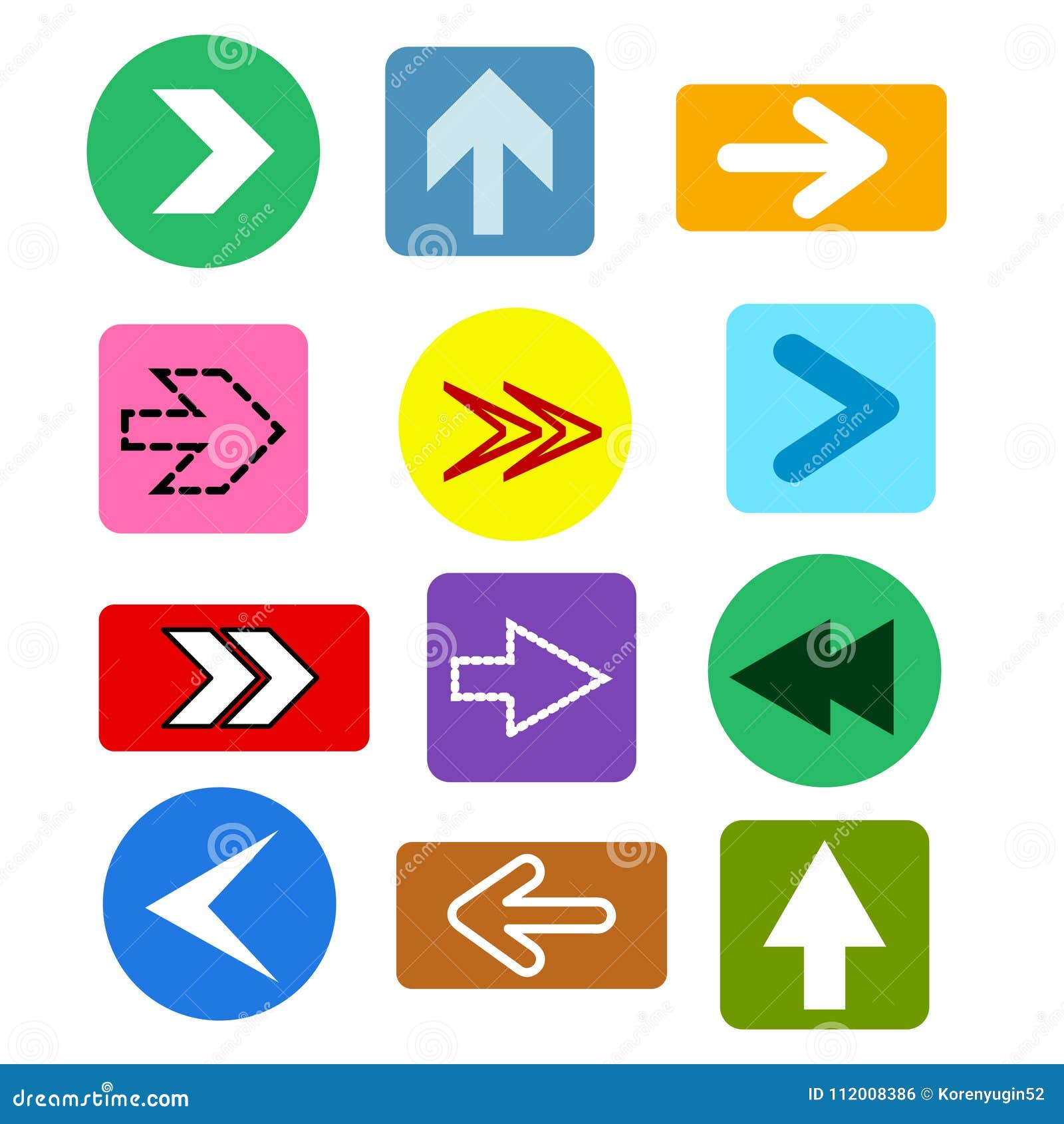 Diversos Iconos De Los Botones De Las Flechas, Sistema Del Vector ...