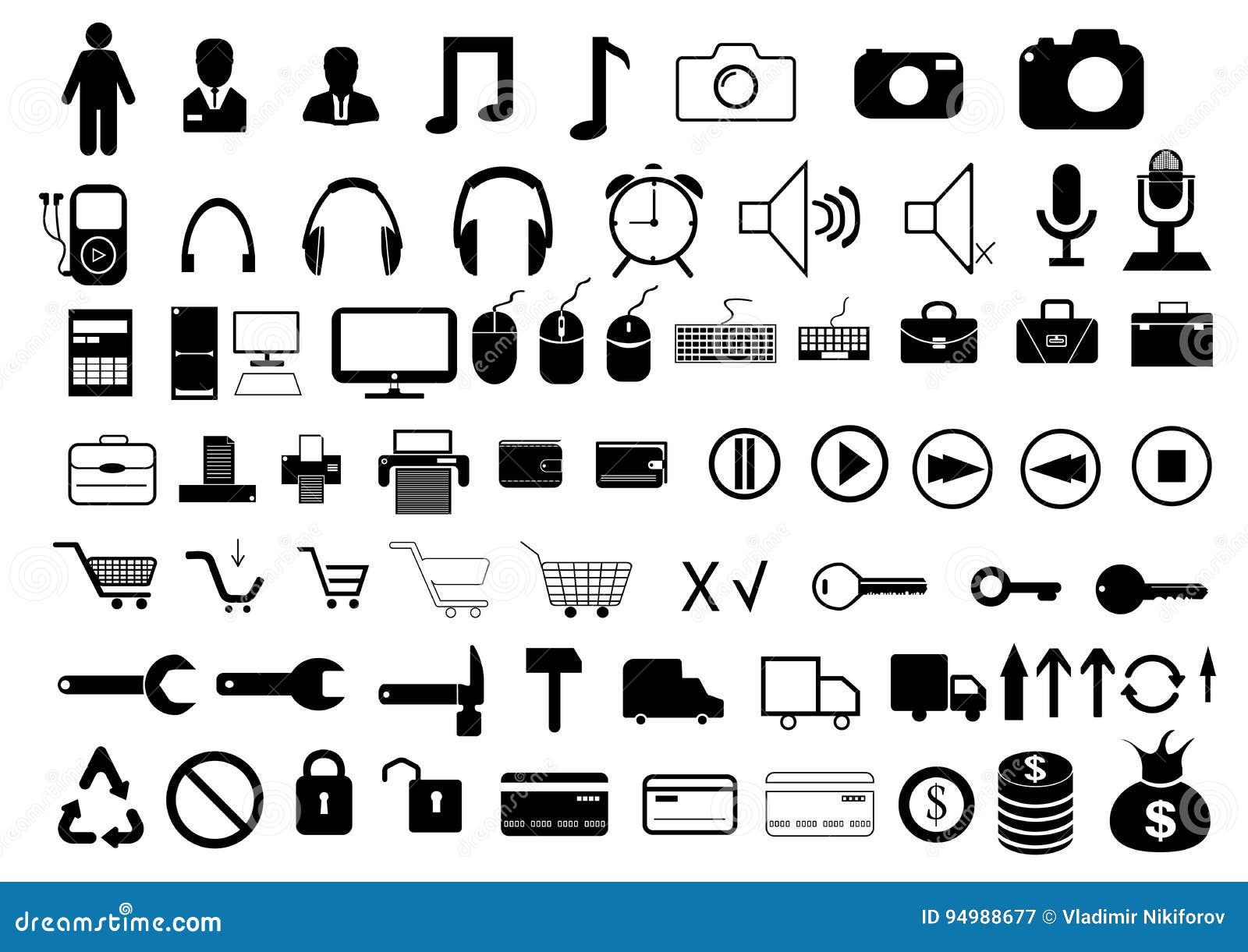 Diversos Iconos En Un Fondo Blanco Ilustración del Vector - Ilustración ...