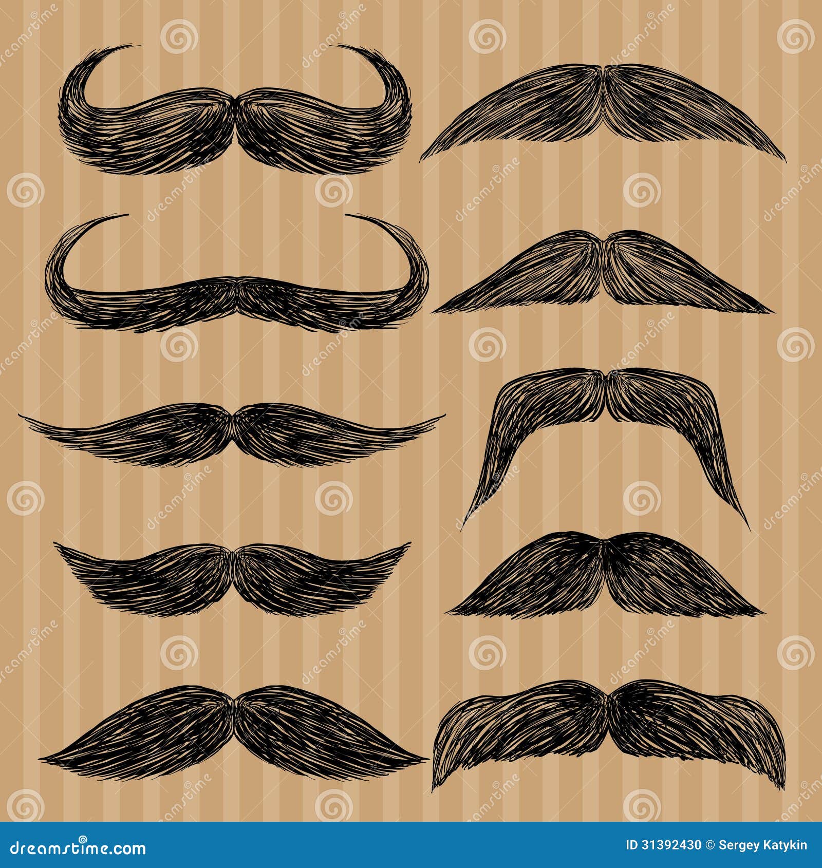Diversos Tipos De Bigotes. Estilo Retro. Ilustración del Vector ...
