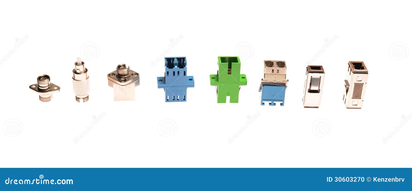 Diversos Tipos De Conectores De Fibra óptica Foto de archivo - Imagen ...
