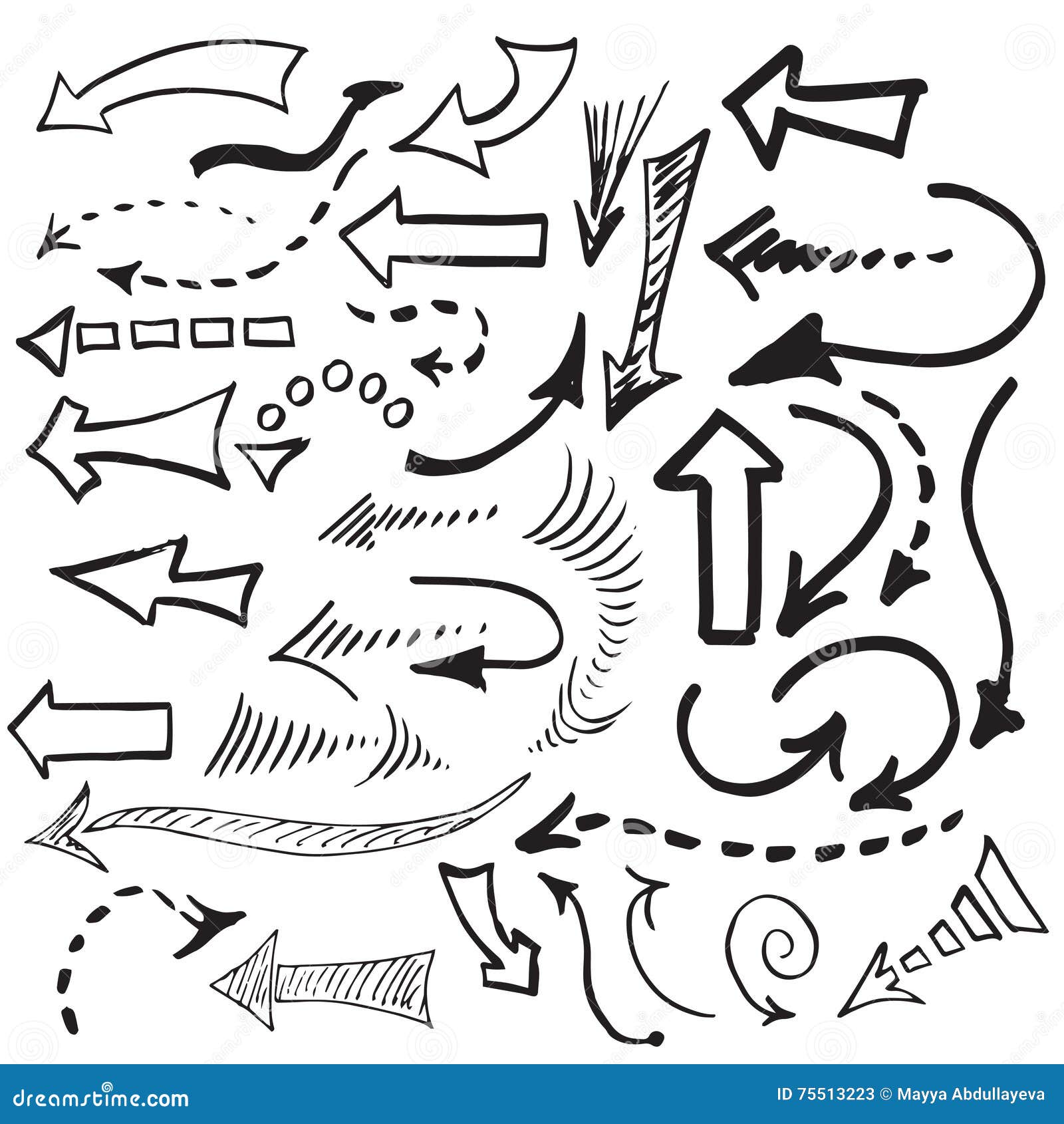 Diversos Tipos De Flechas Dibujadas Mano Ilustración del Vector ...