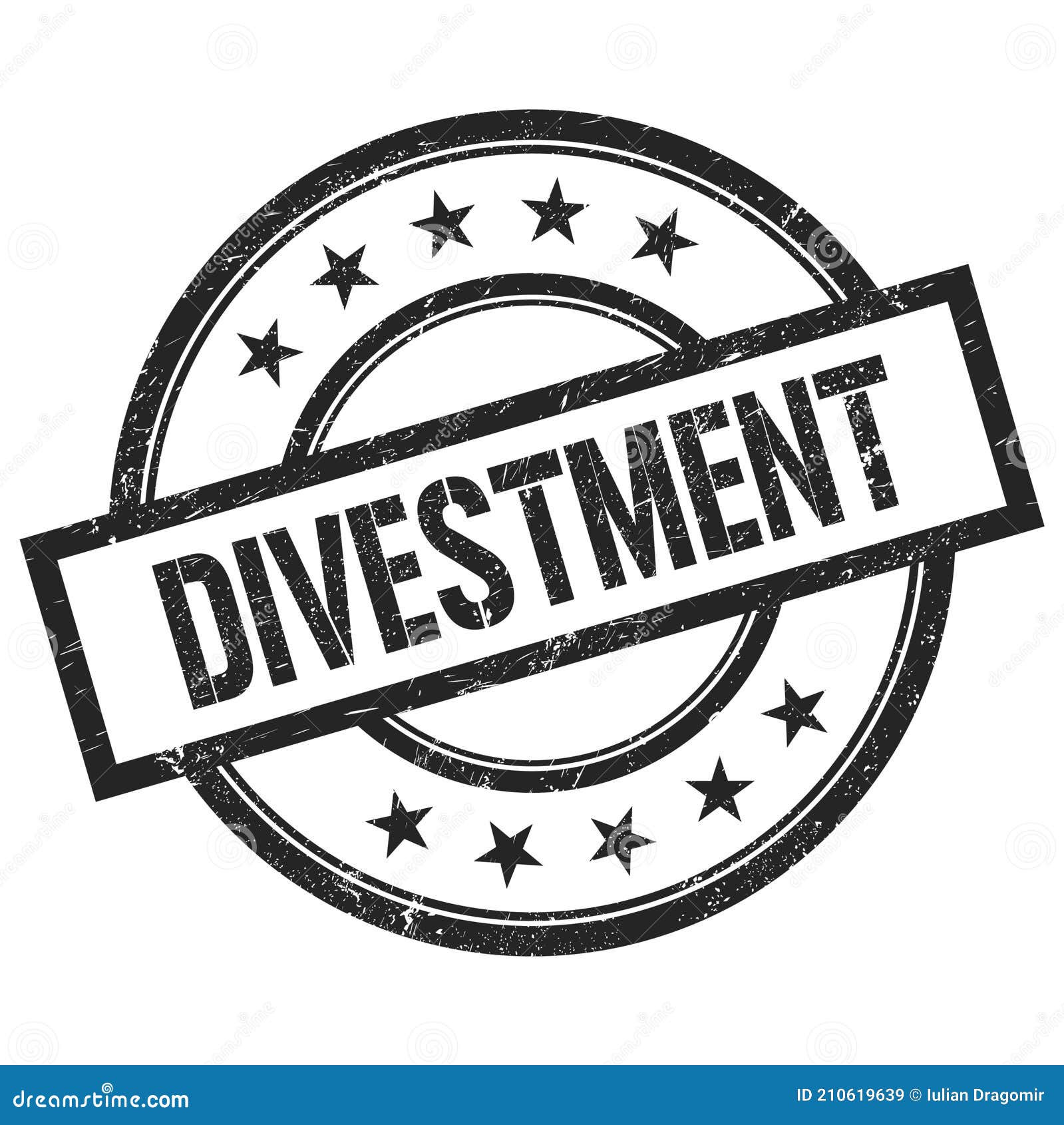 DIVESTMENT Text Written on Black Vintage Round Stamp Stock Illustration ...