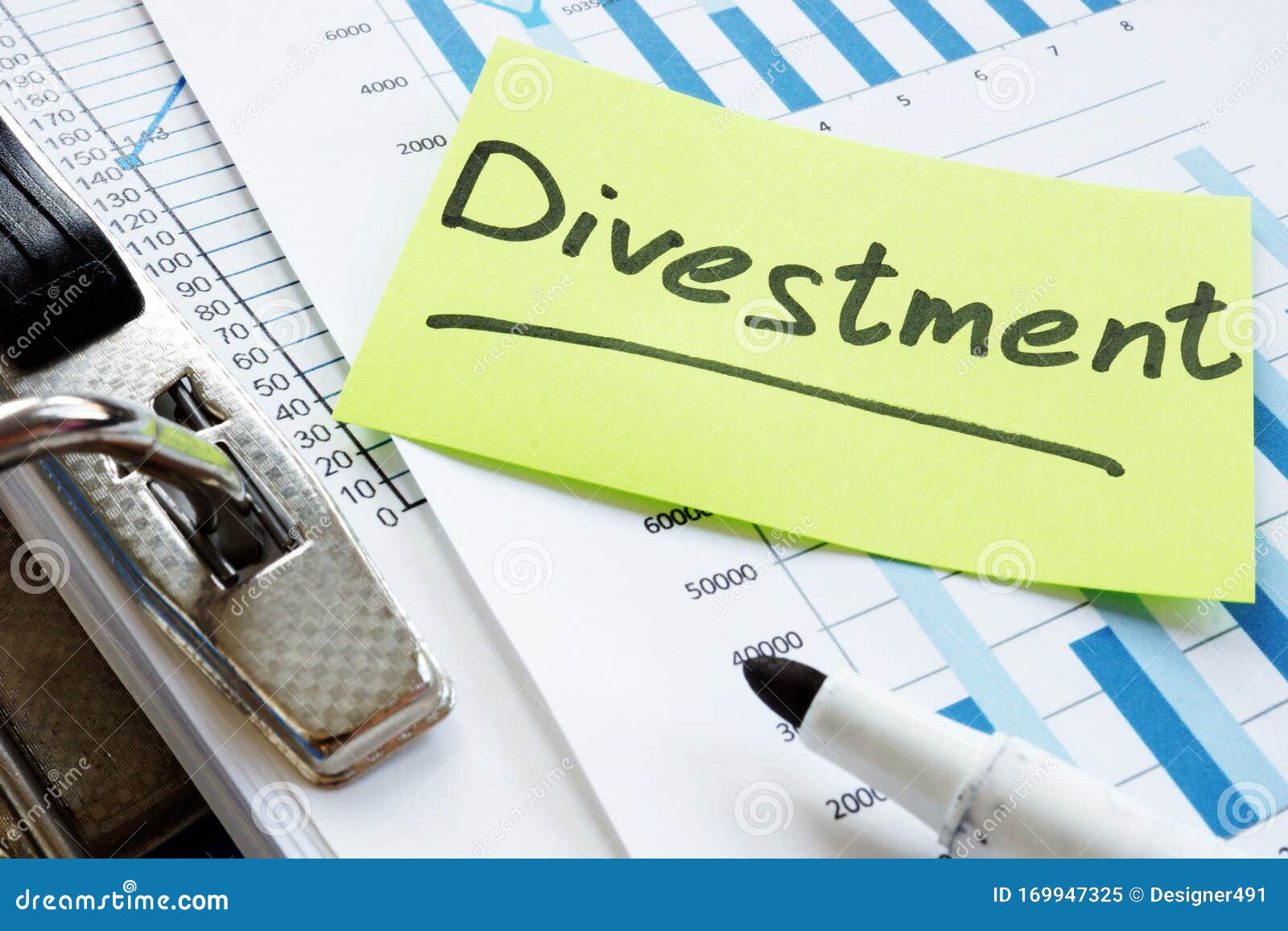 Divestment Underlined Sign on the Stack of Papers. Divestiture Concept ...