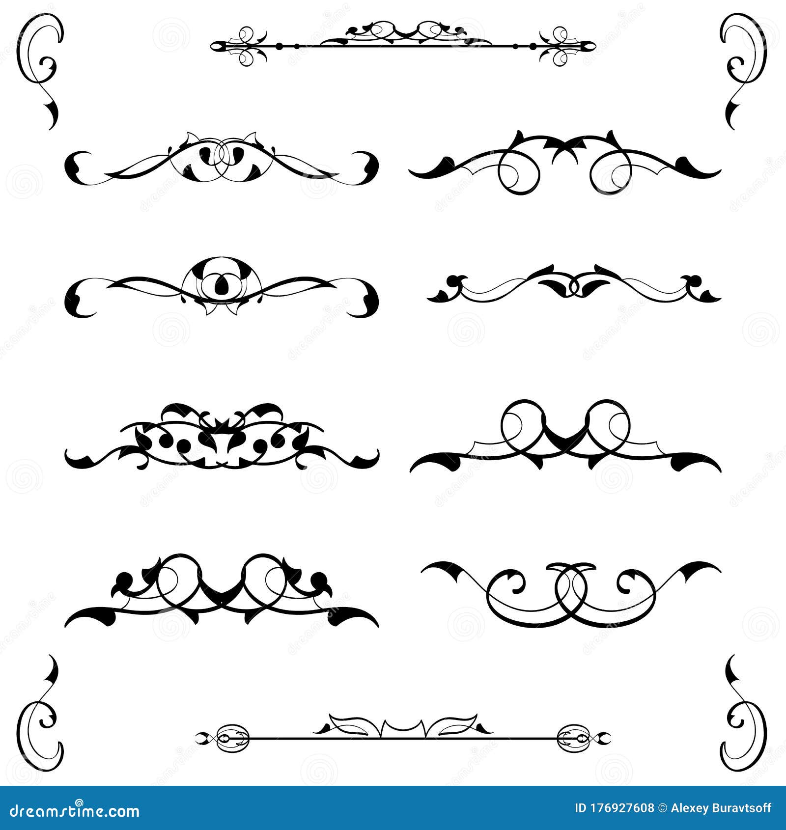Divide art elements set stock vector. Illustration of luxury - 176927608