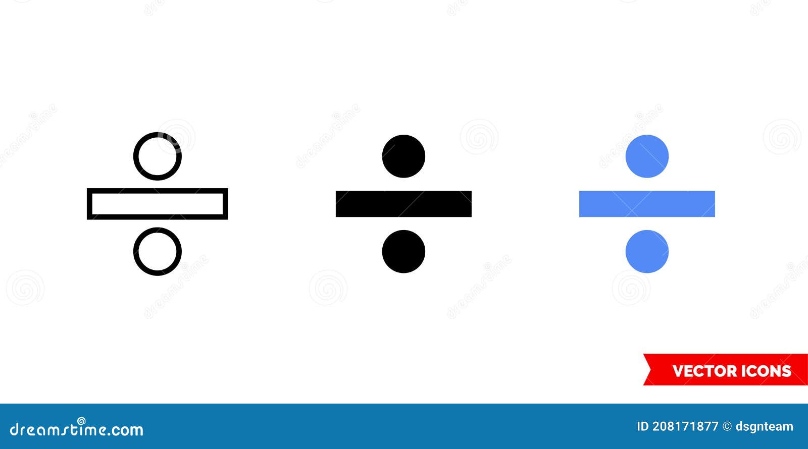 Divide Icon of 3 Types Color, Black and White, Outline. Isolated Vector ...