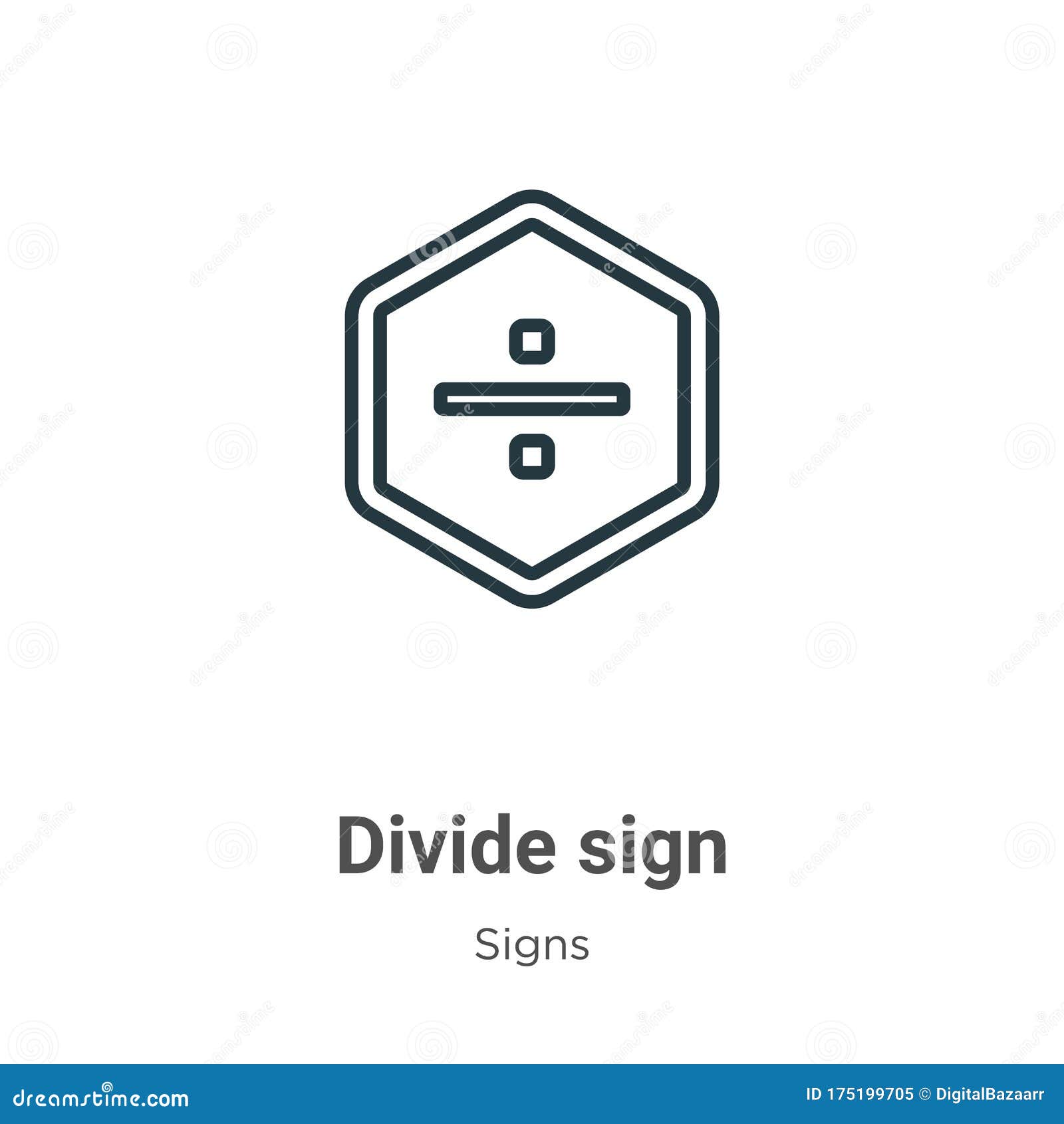 Divide Sign Outline Vector Icon. Thin Line Black Divide Sign Icon, Flat ...