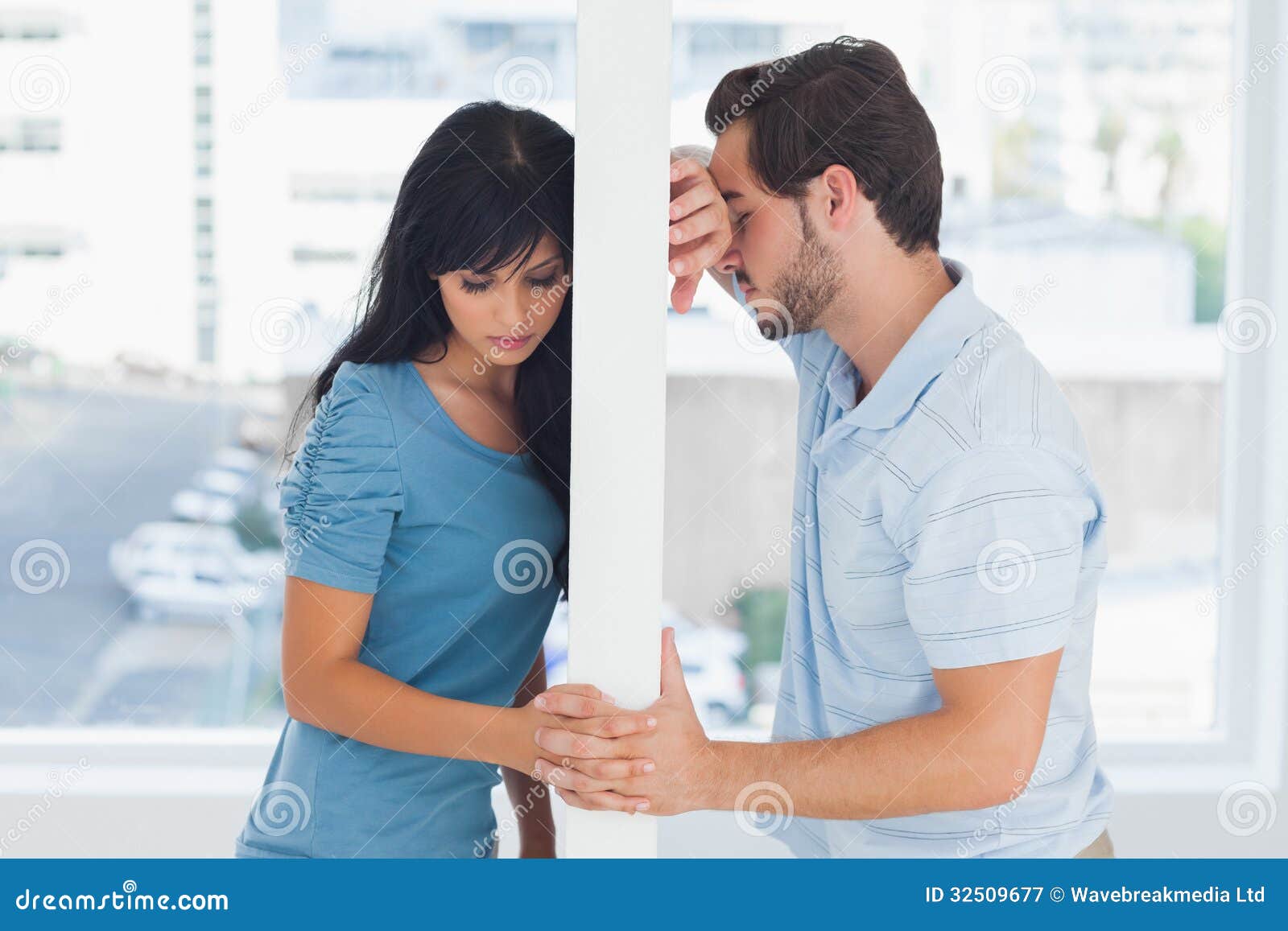 Divided Couple are Separated by White Wall Stock Image - Image of rift ...